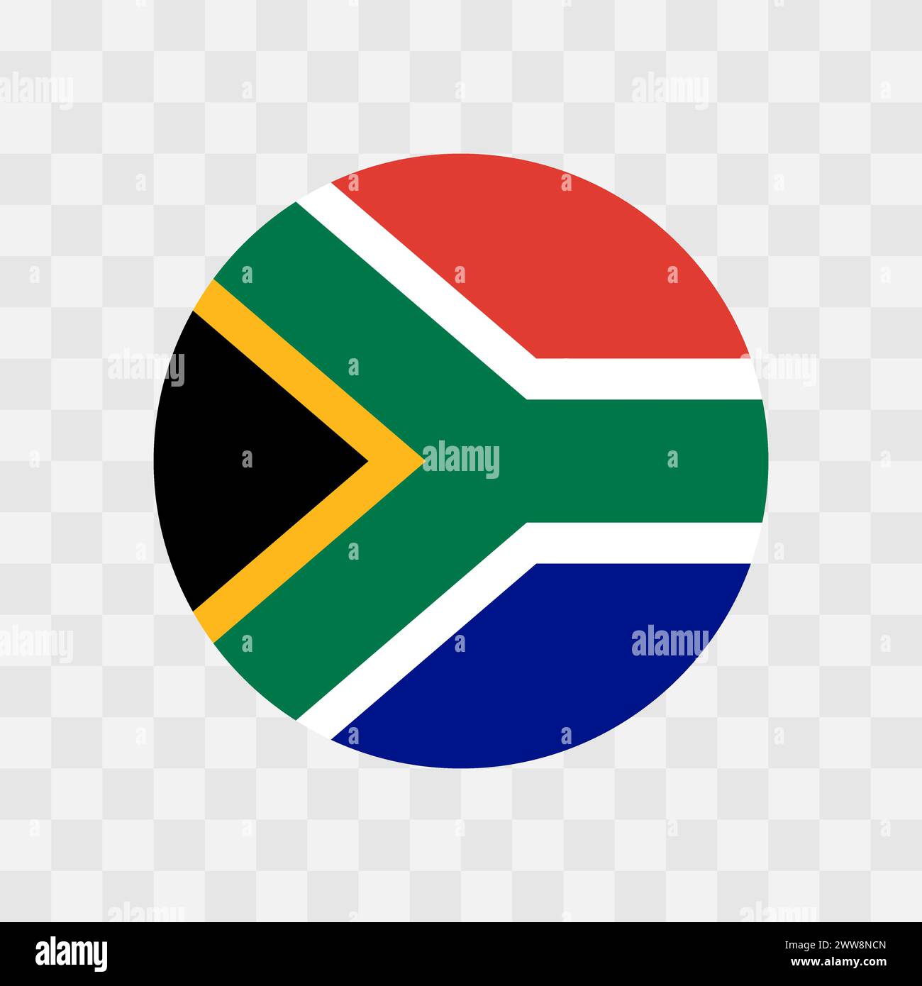South Africa flag - circle vector flag isolated on checkerboard ...