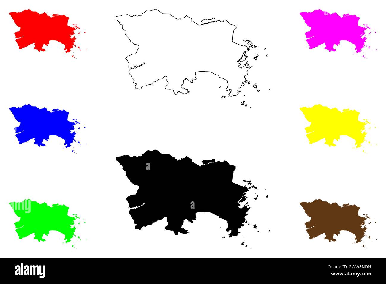 Wenling city (People's Republic of China, PRC) map vector illustration ...