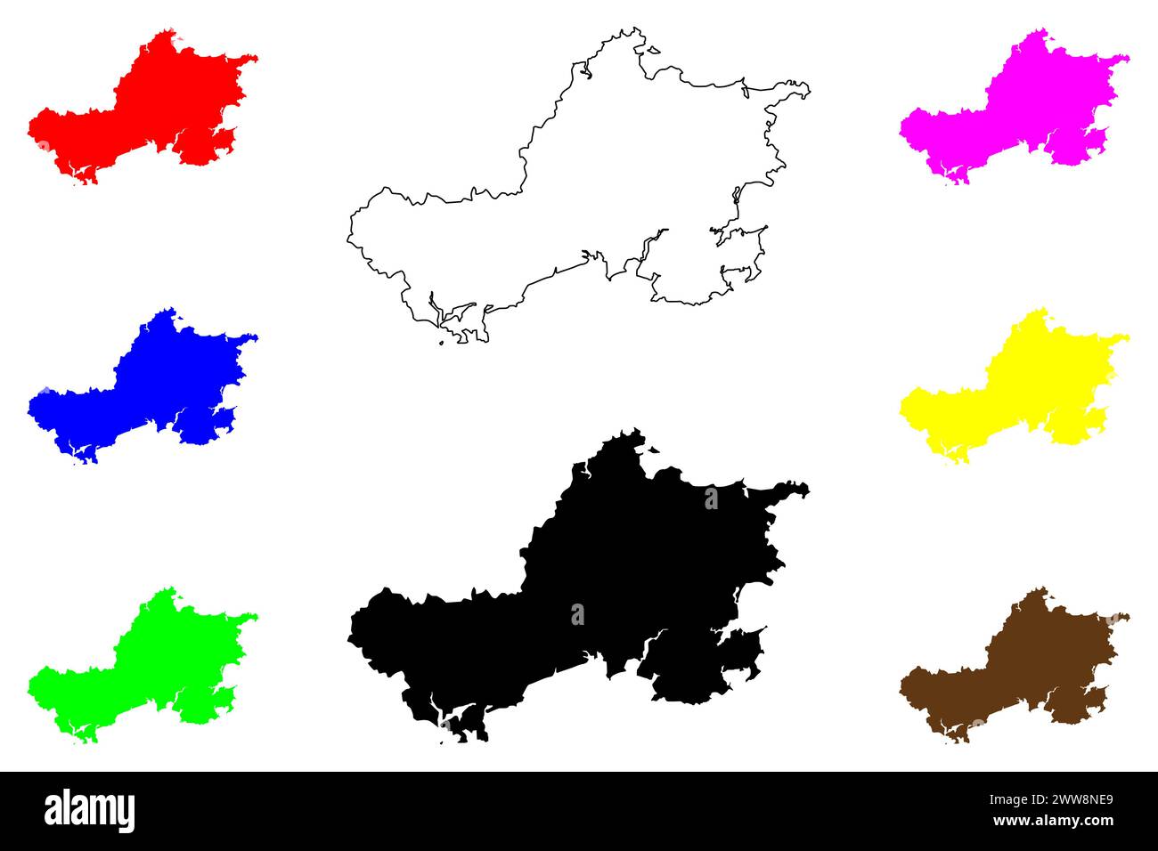 Weihai city (People's Republic of China, PRC) map vector illustration ...