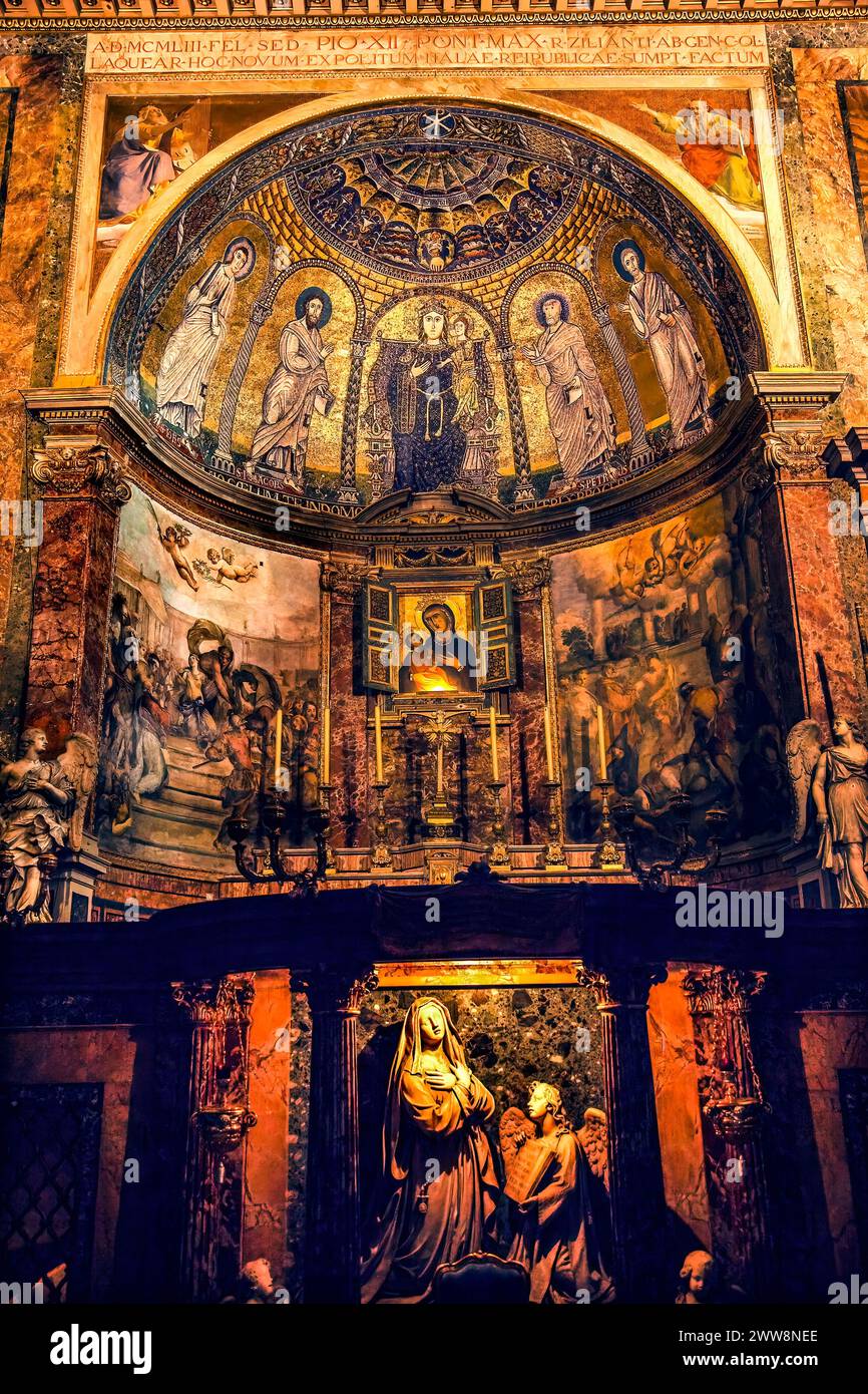 Ancient Mosaic of Mary Jesus Annunciation Sculpture Santa Francesca Romana Basilica Forum Rome ...