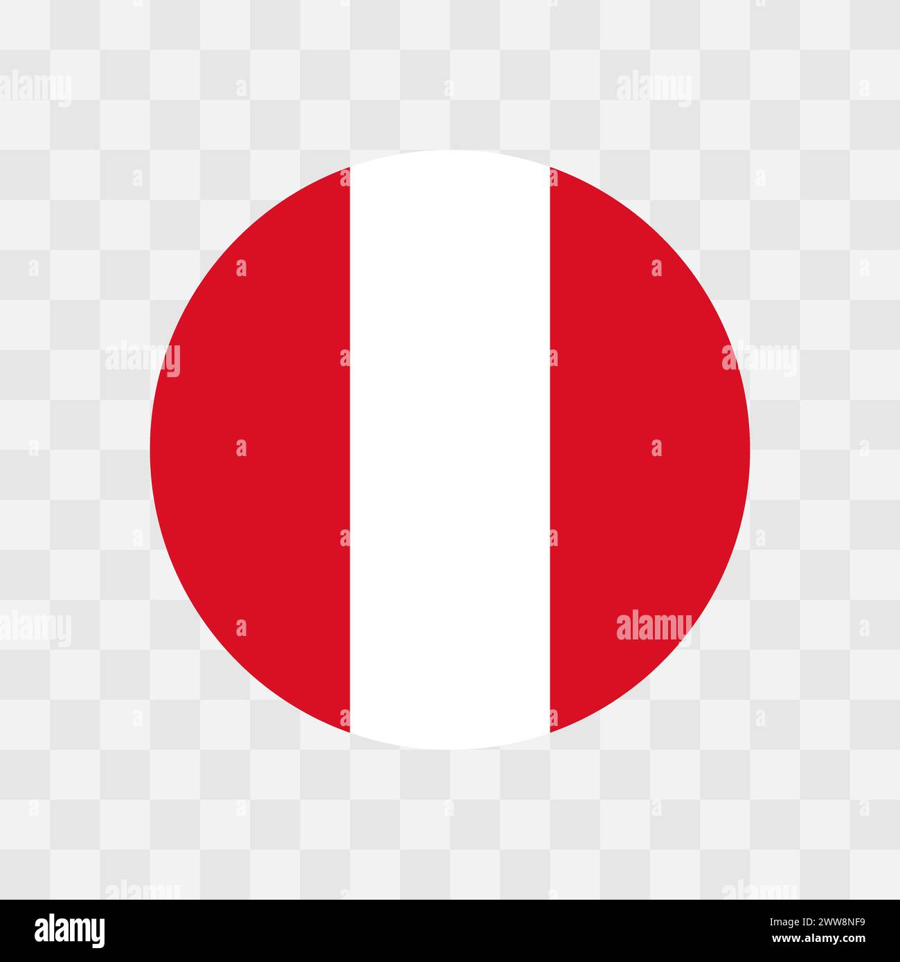 Peru flag - circle vector flag isolated on checkerboard transparent ...