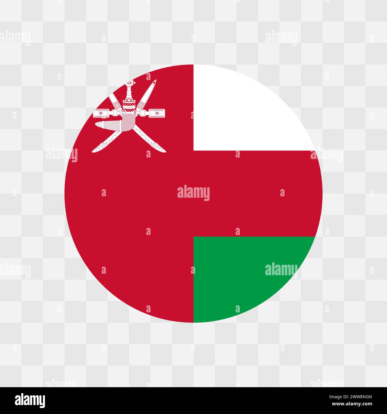 Oman flag - circle vector flag isolated on checkerboard transparent ...