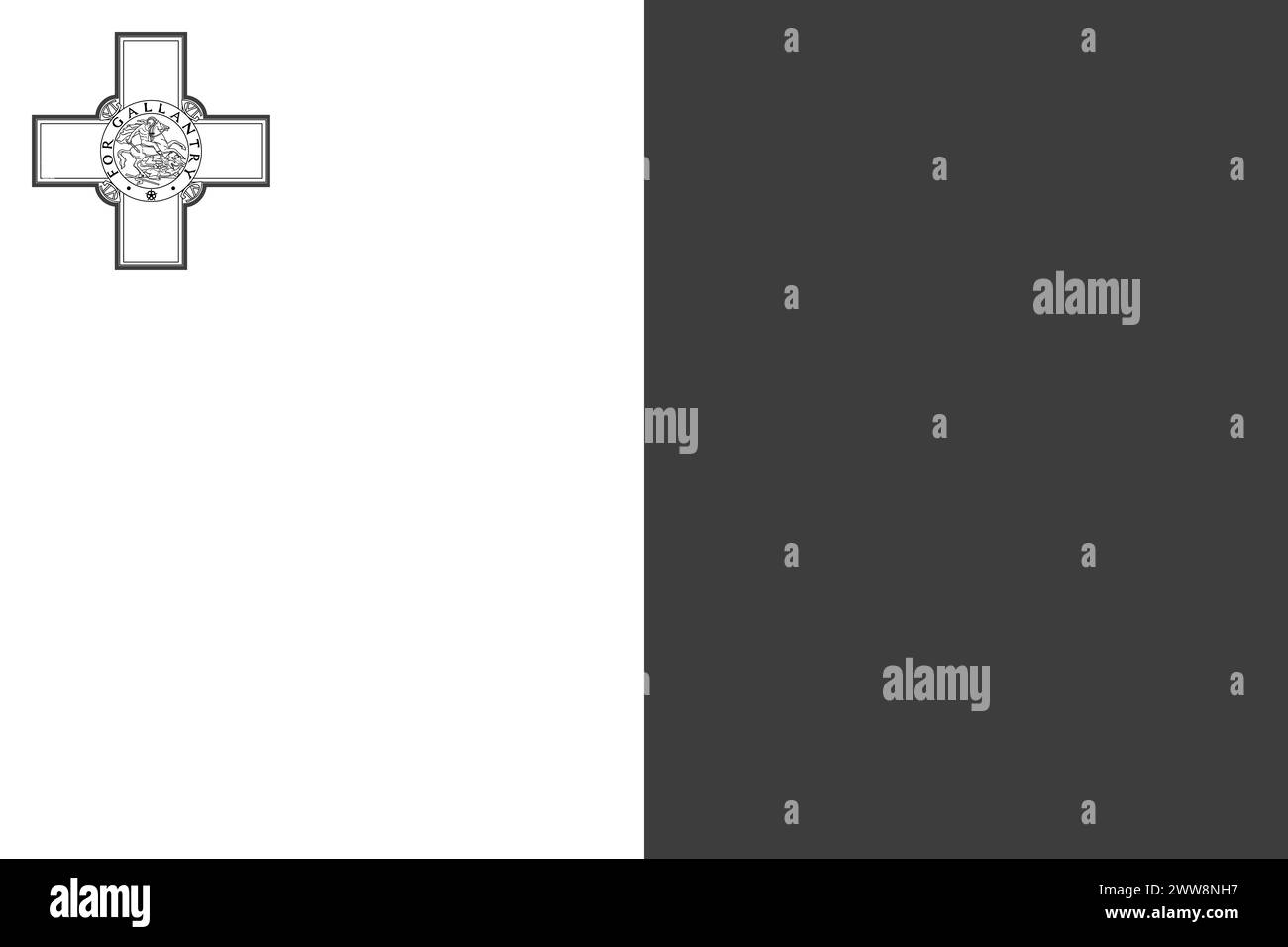 Malta flag - greyscale monochrome vector illustration. Flag in black ...