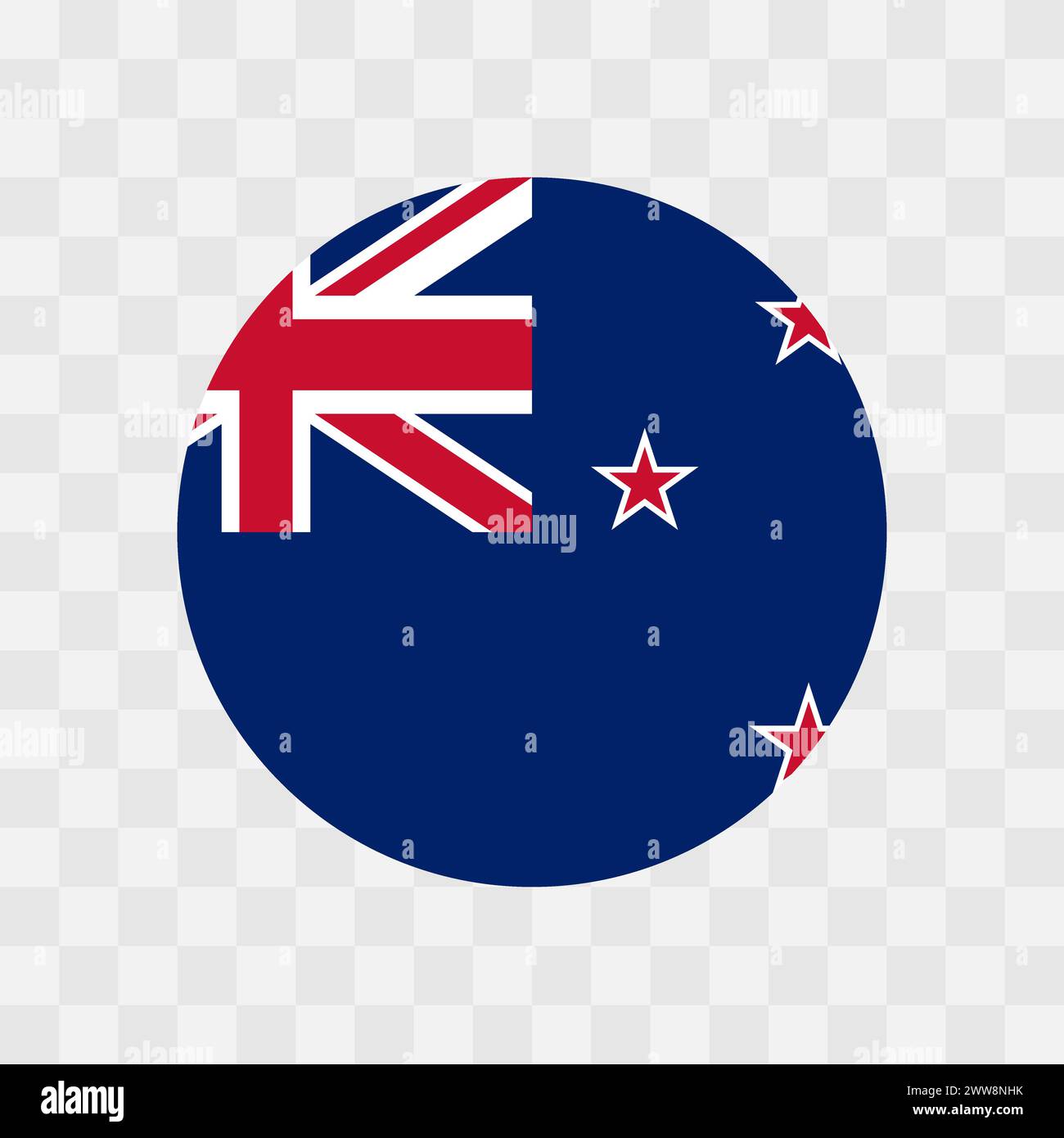 New Zealand flag - circle vector flag isolated on checkerboard ...