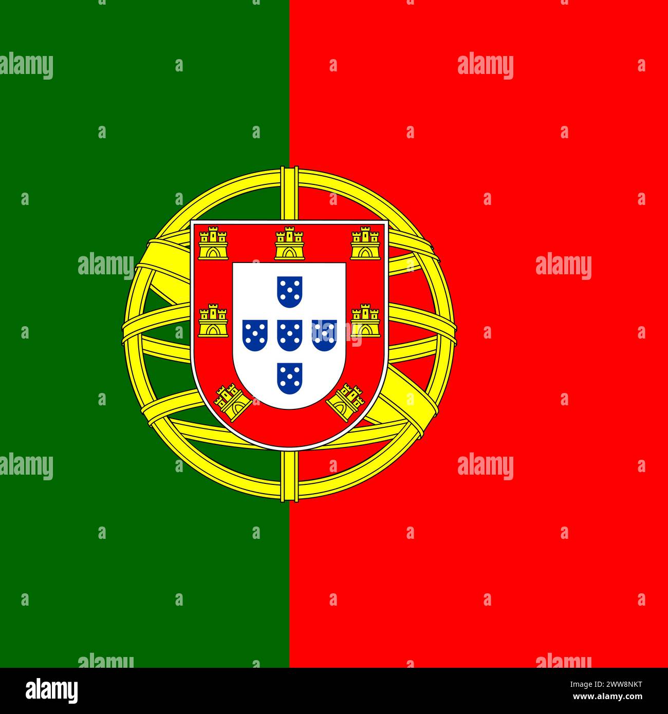 Portugal flag - solid flat vector square with sharp corners Stock ...