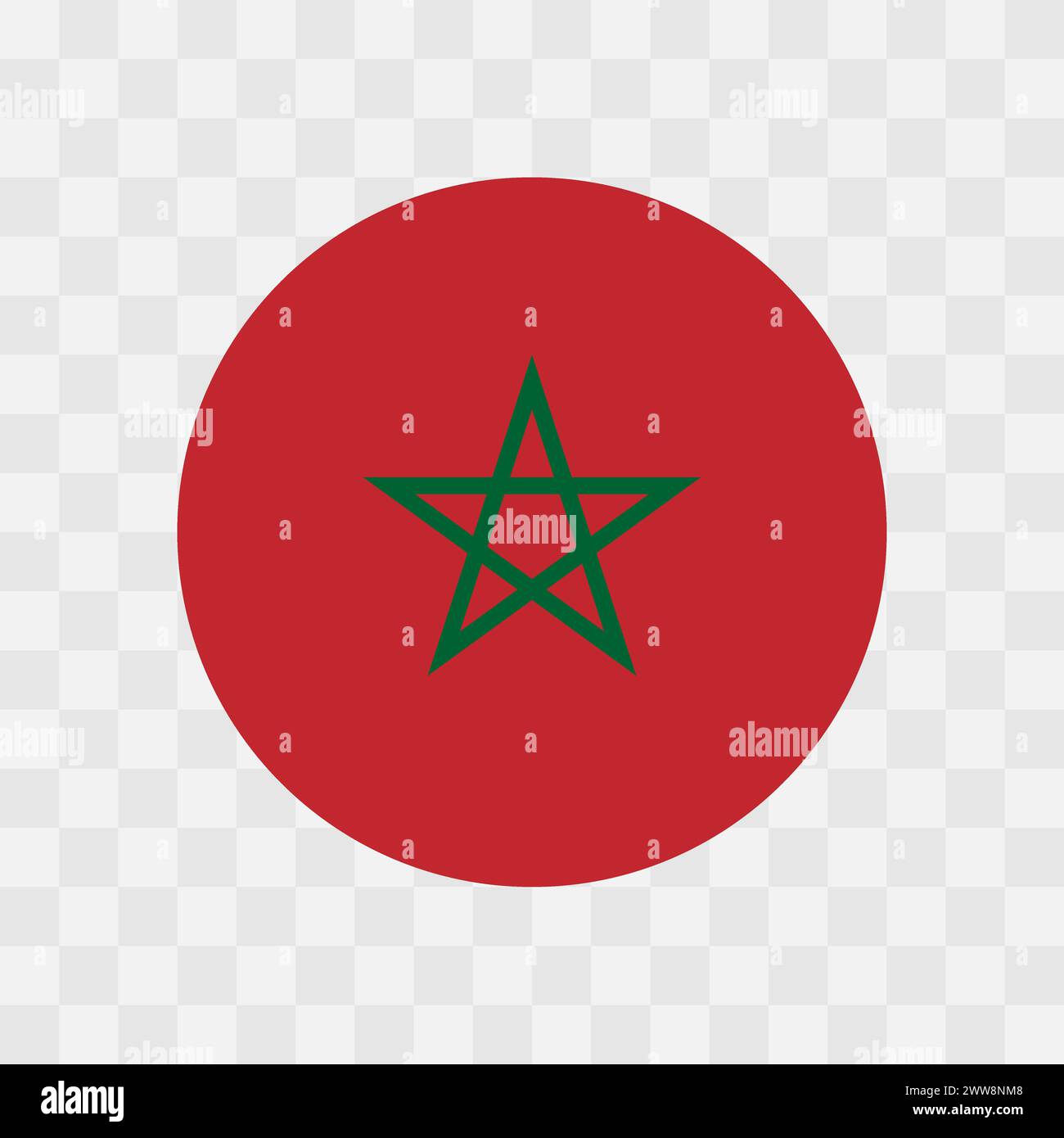 Morocco flag - circle vector flag isolated on checkerboard transparent ...