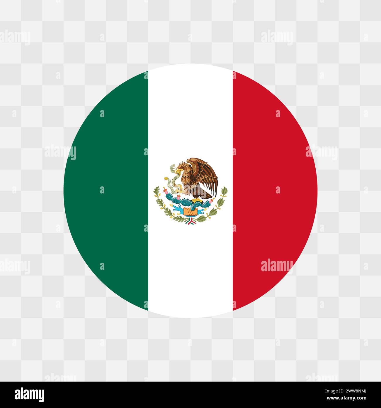 Mexico flag - circle vector flag isolated on checkerboard transparent ...