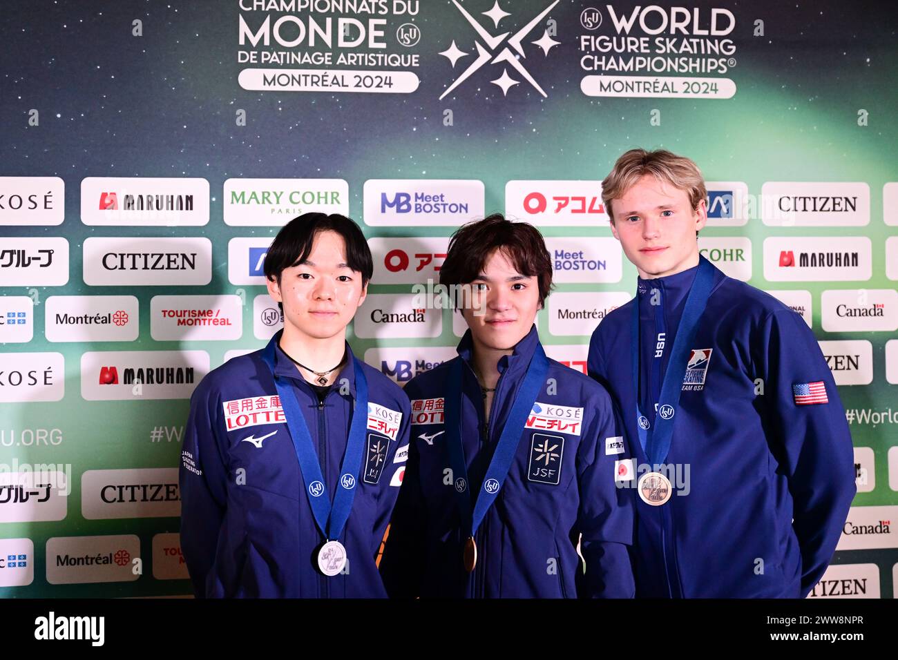 L-R, Yuma KAGIYAMA (JPN), Shoma UNO (JPN), Ilia MALININ (USA), during ...
