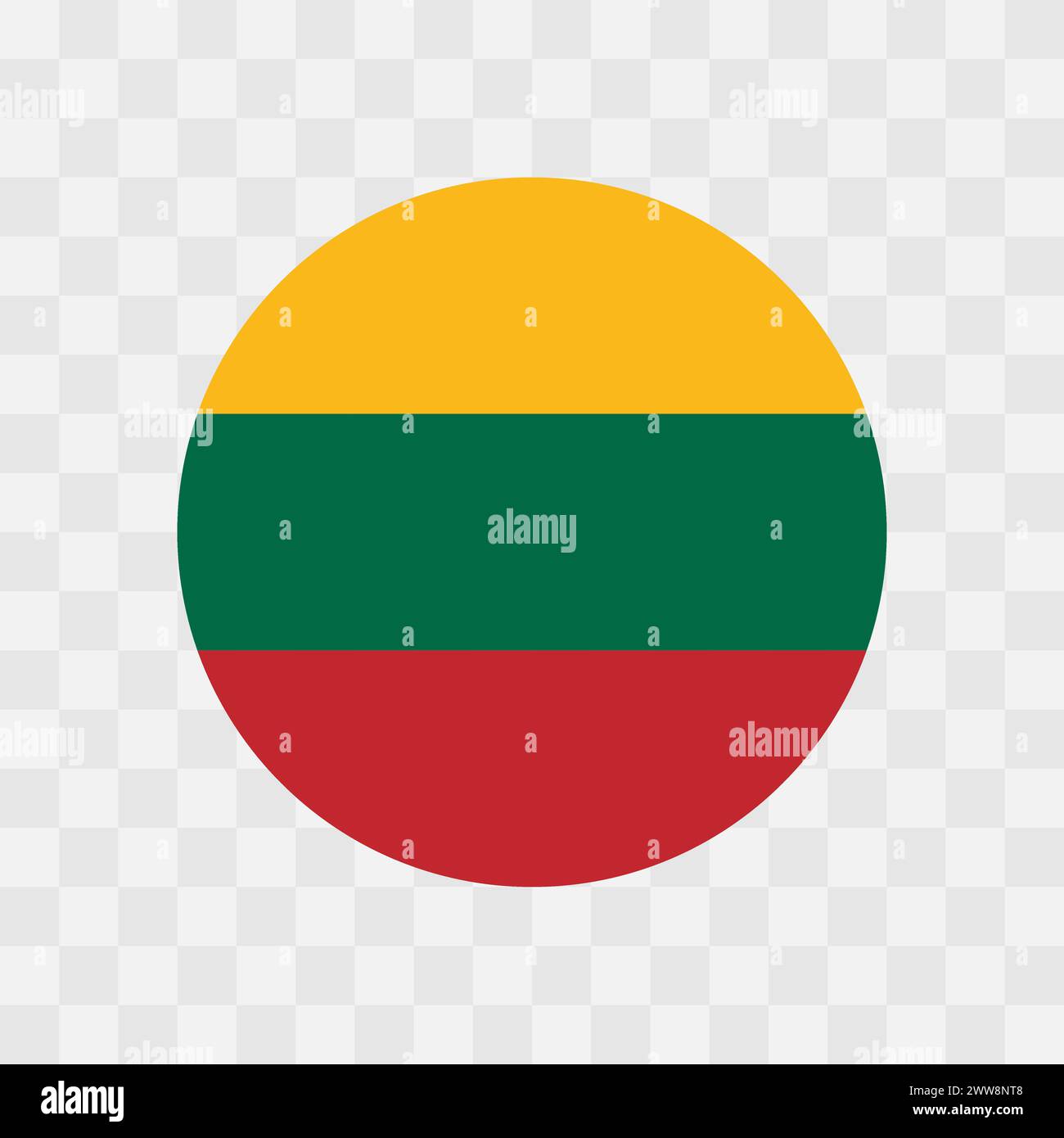 Lithuania flag - circle vector flag isolated on checkerboard ...