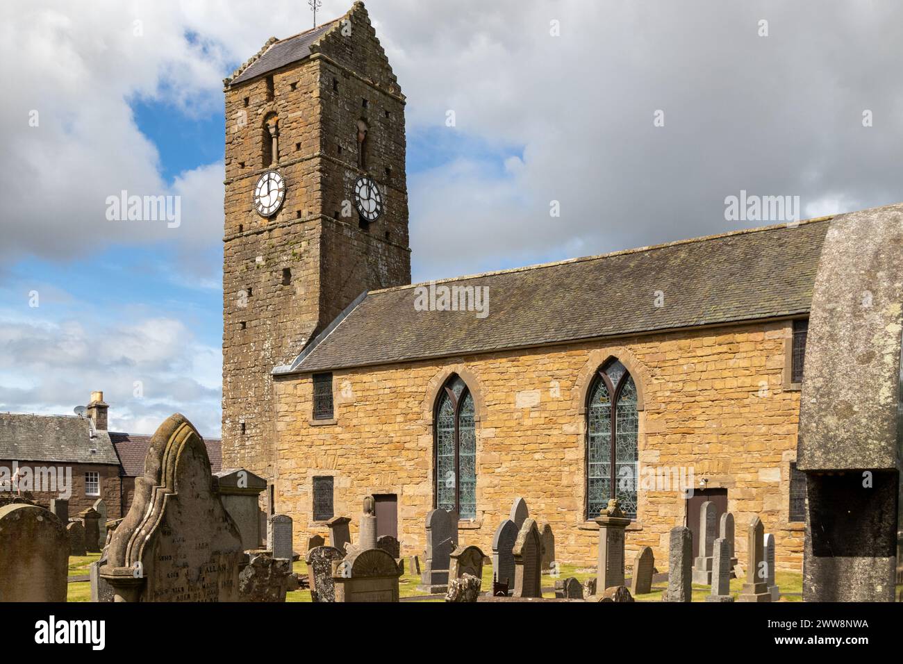 St Serfs Medieval clock tower, Dunning Perthshire Stock Photo - Alamy