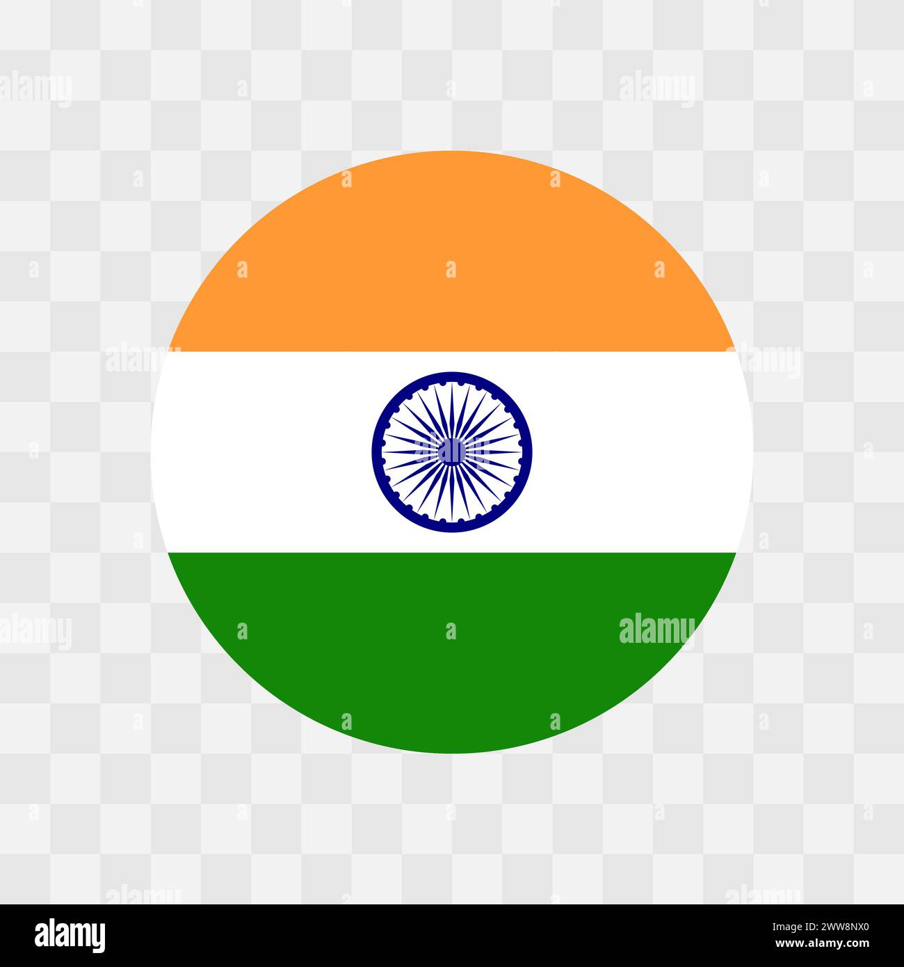 India flag - circle vector flag isolated on checkerboard transparent ...