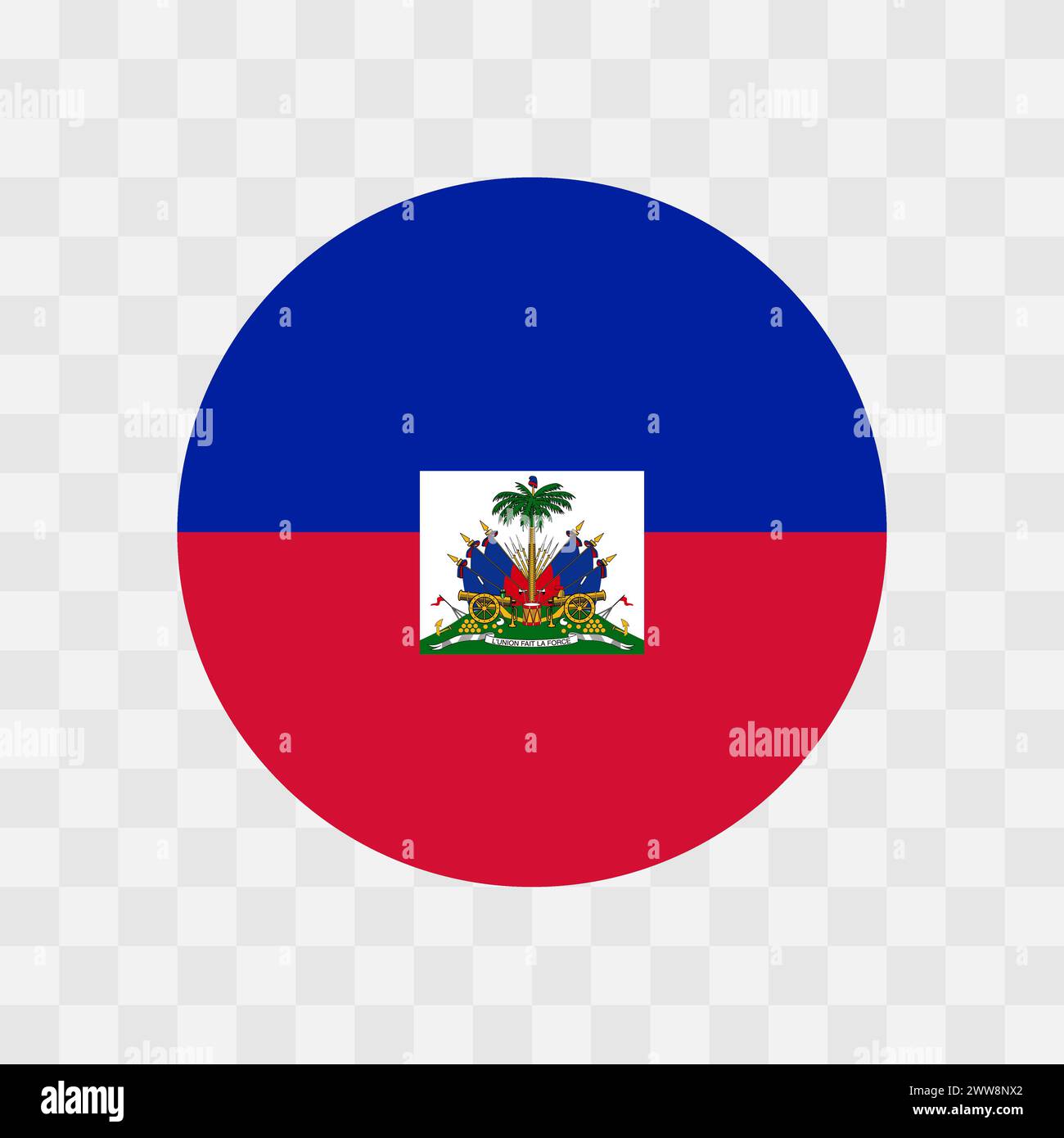 Haiti flag - circle vector flag isolated on checkerboard transparent ...