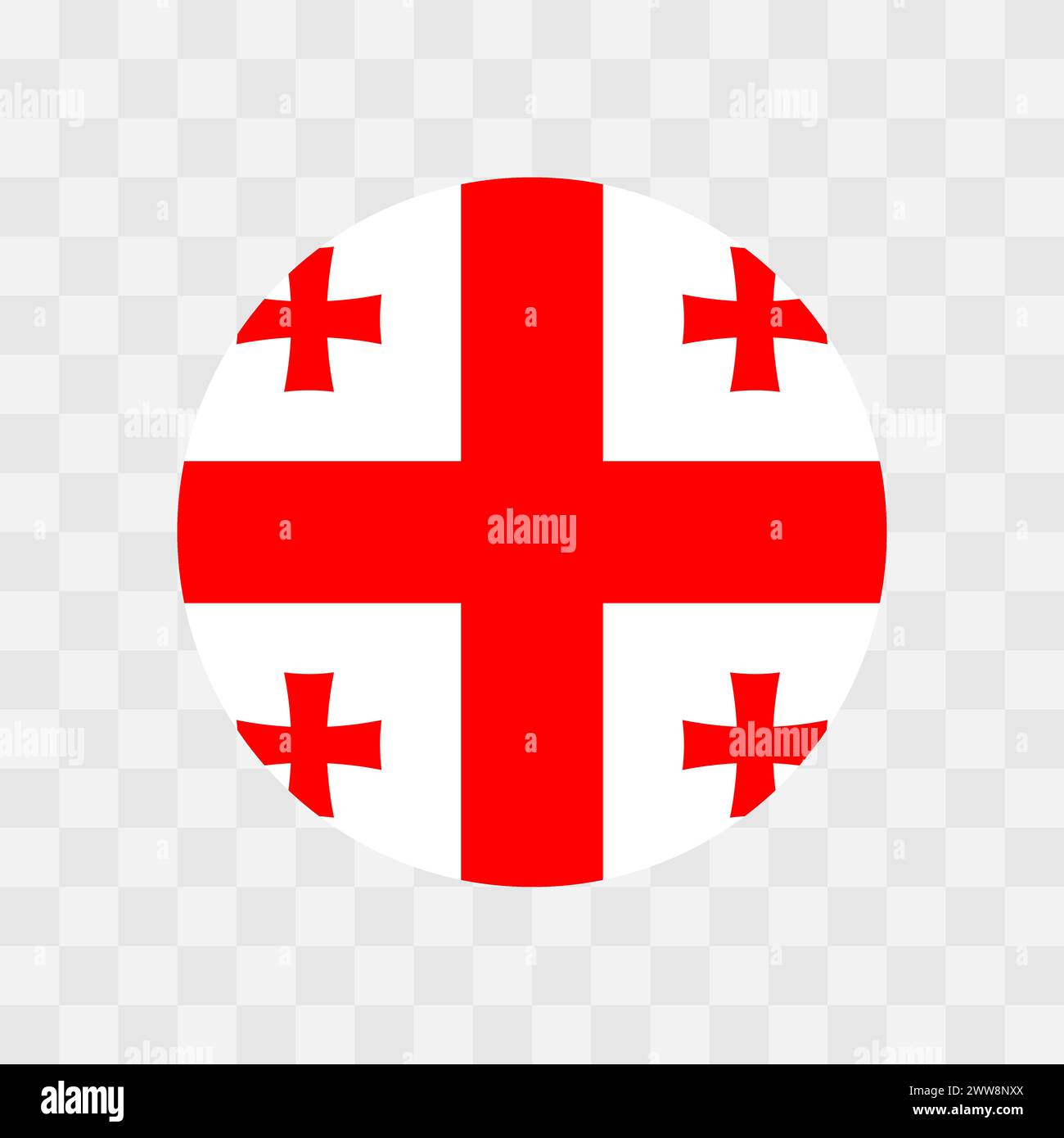 Georgia flag - circle vector flag isolated on checkerboard transparent ...
