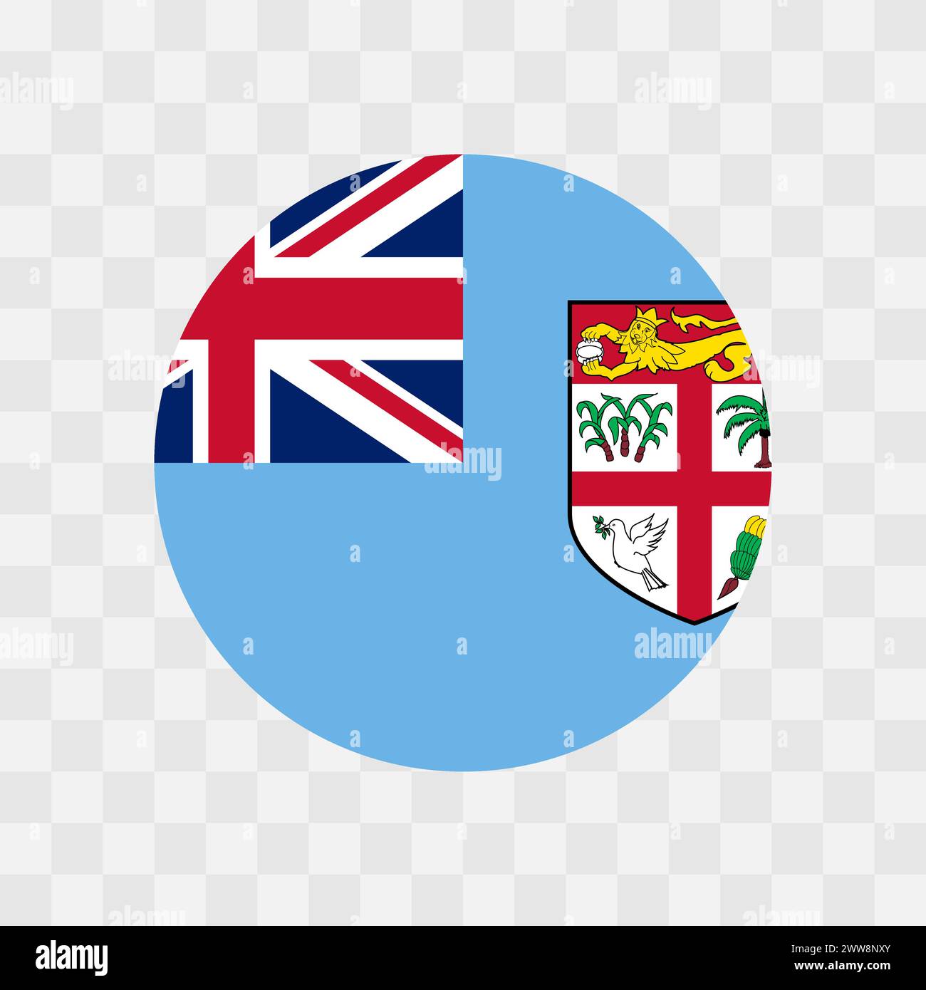 Fiji flag - circle vector flag isolated on checkerboard transparent background Stock Vector ...