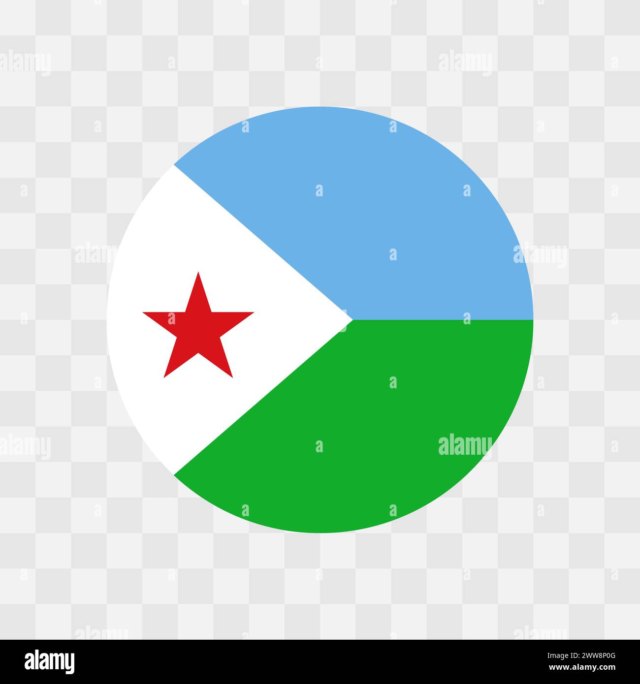 Djibouti flag - circle vector flag isolated on checkerboard transparent ...
