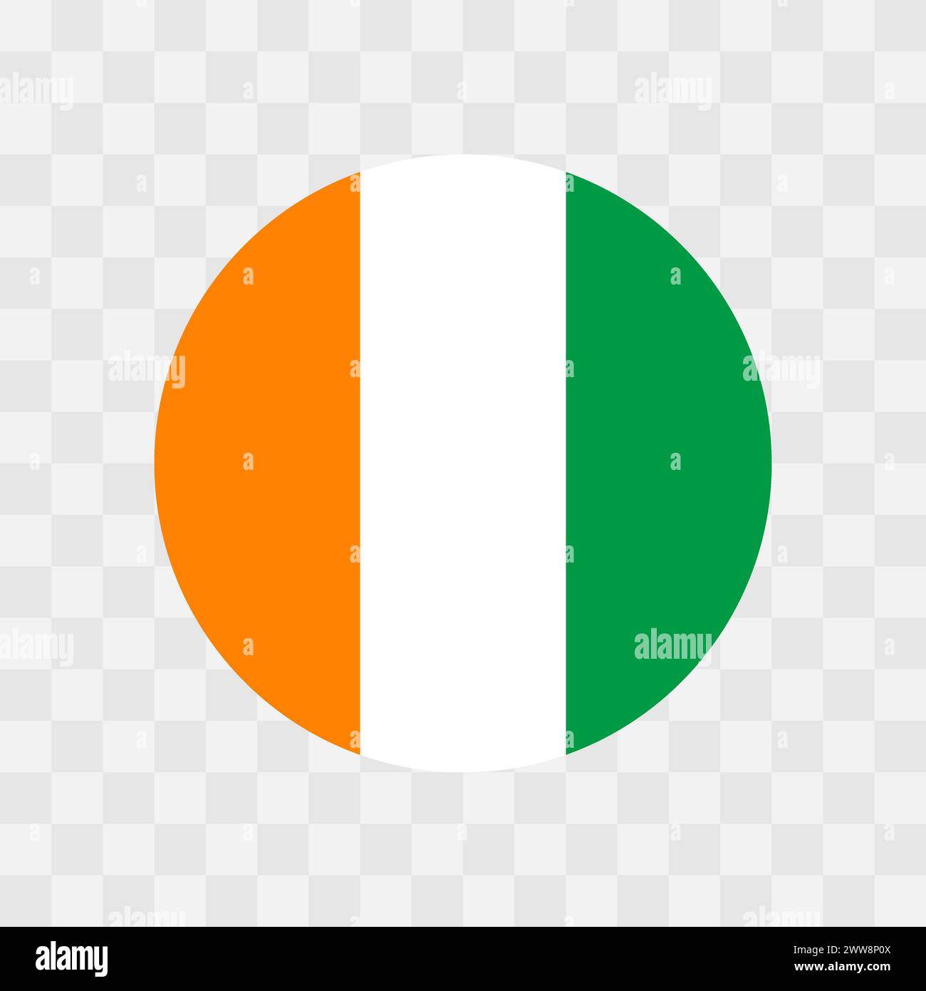 Cote d Ivoire flag - circle vector flag isolated on checkerboard ...