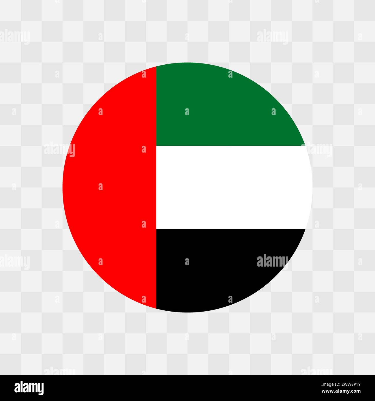 United Arab Emirates flag - circle vector flag isolated on checkerboard ...