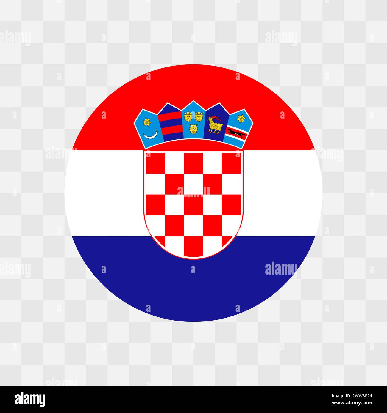 Croatia flag - circle vector flag isolated on checkerboard transparent ...