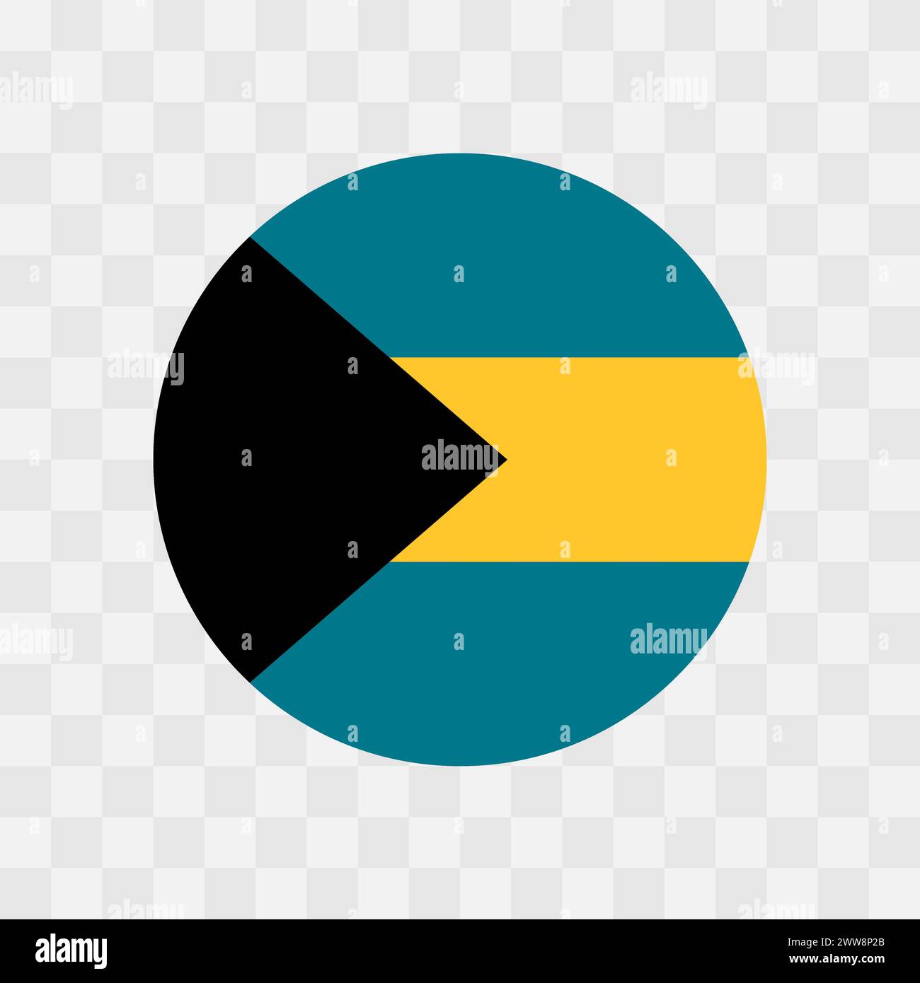 Bahamas flag - circle vector flag isolated on checkerboard transparent ...