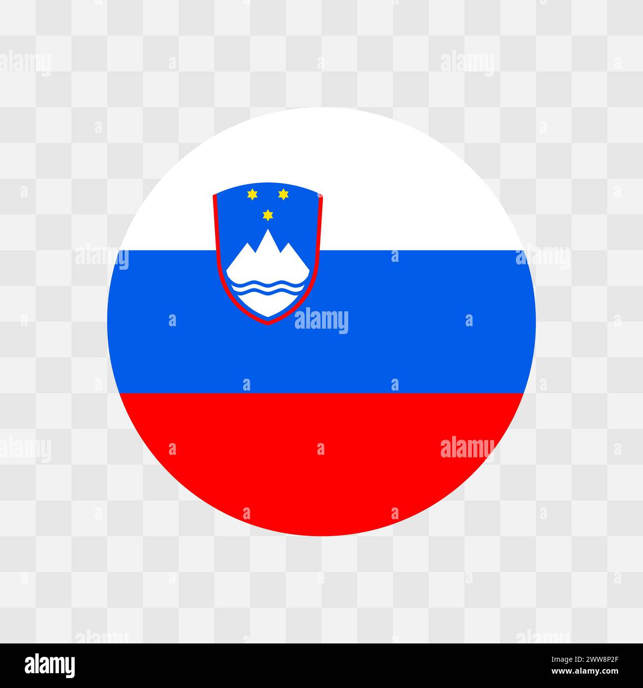 Slovenia flag - circle vector flag isolated on checkerboard transparent ...