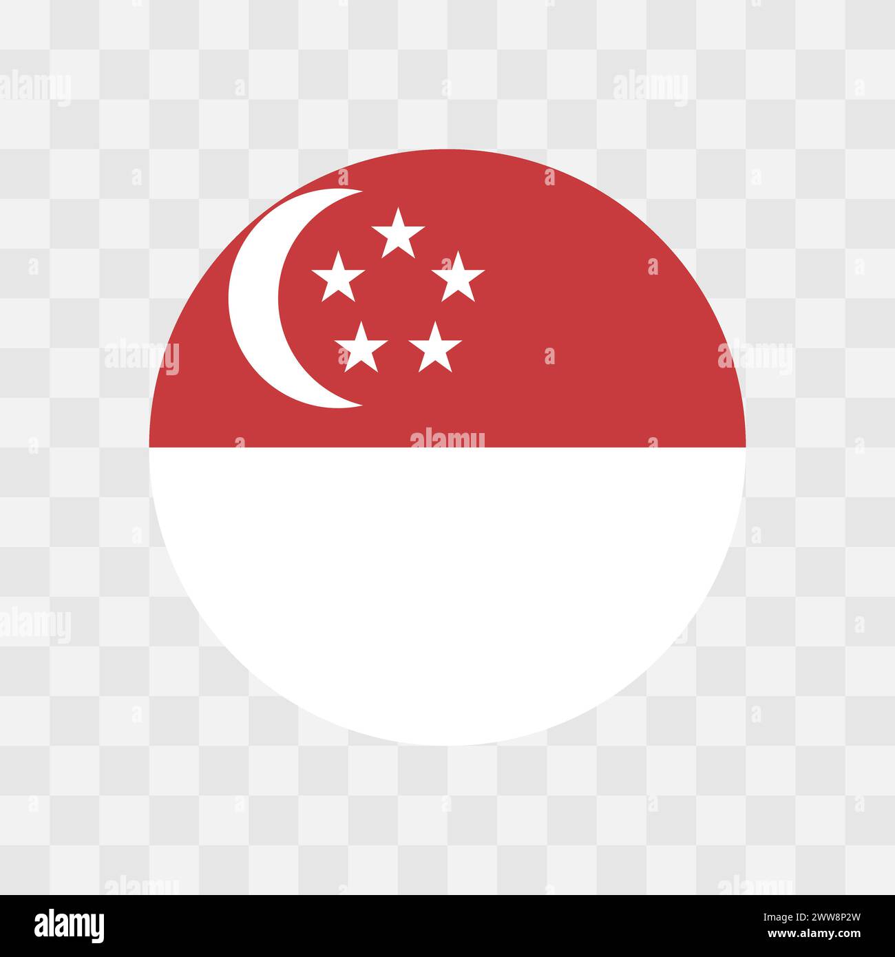 Singapore flag - circle vector flag isolated on checkerboard ...