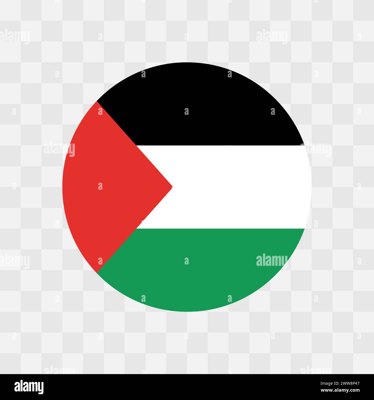 Palestine flag - circle vector flag isolated on checkerboard ...