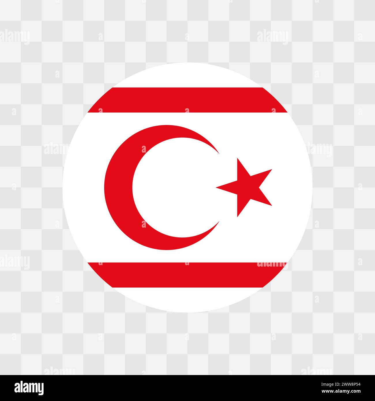Northern Cyprus flag - circle vector flag isolated on checkerboard ...