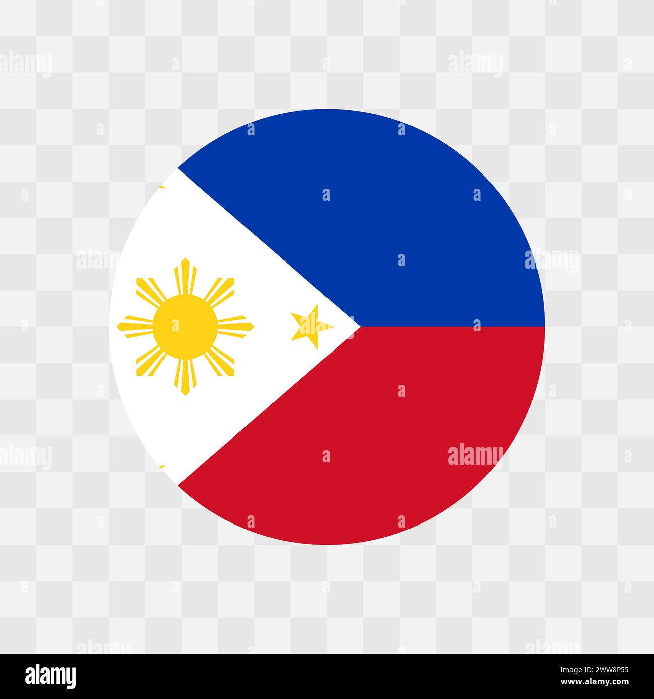 Philippines flag - circle vector flag isolated on checkerboard ...
