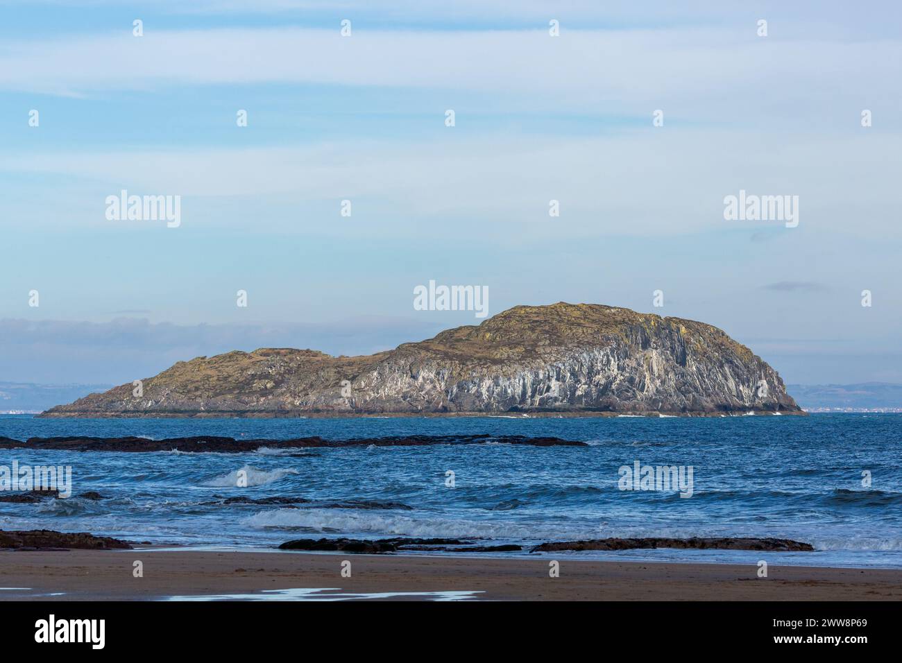 Craigleith a small island in the Firth of Forth just off land from ...