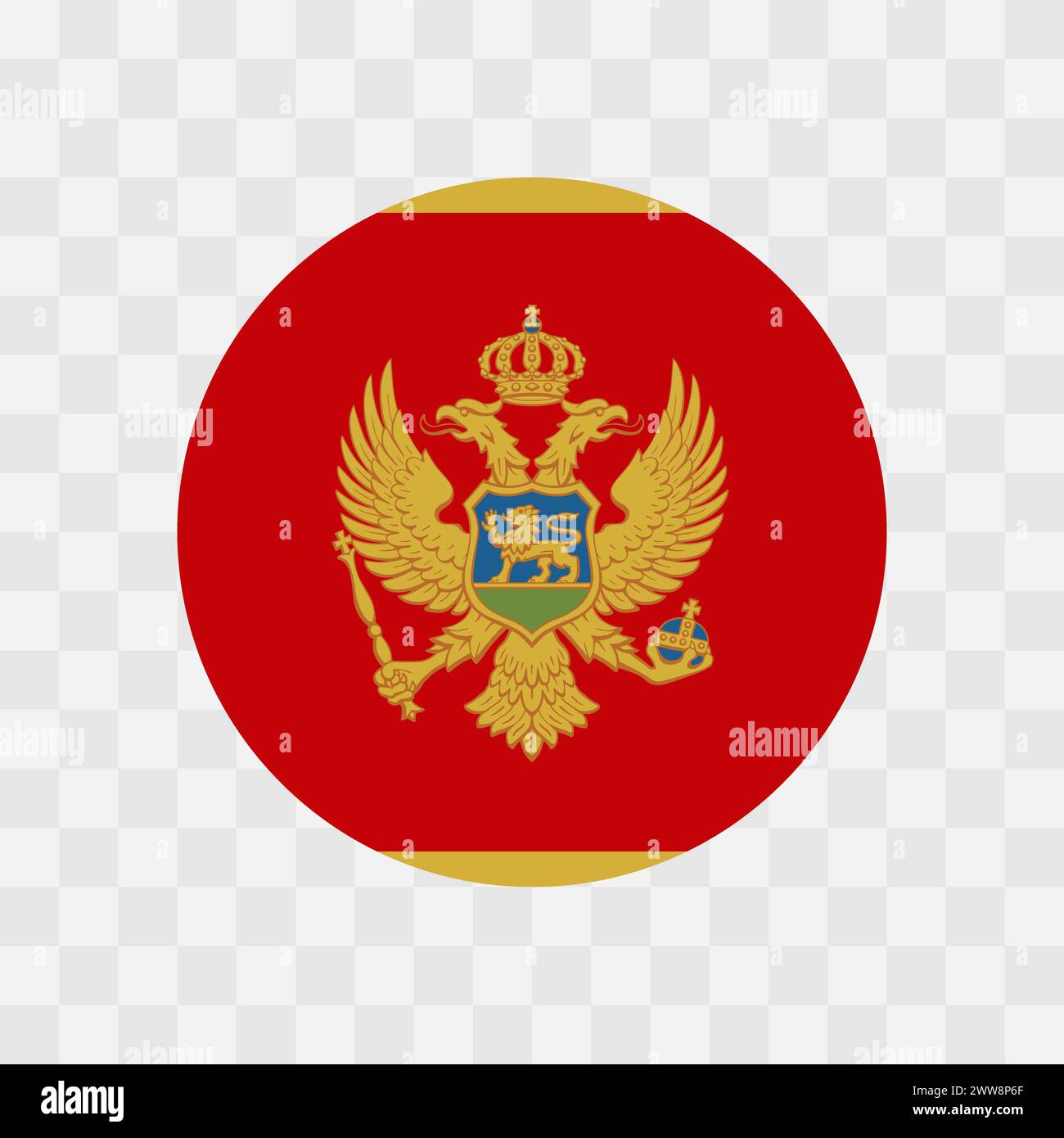 Montenegro flag - circle vector flag isolated on checkerboard ...