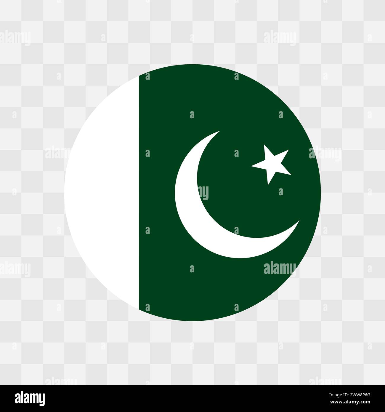 Pakistan flag - circle vector flag isolated on checkerboard transparent ...