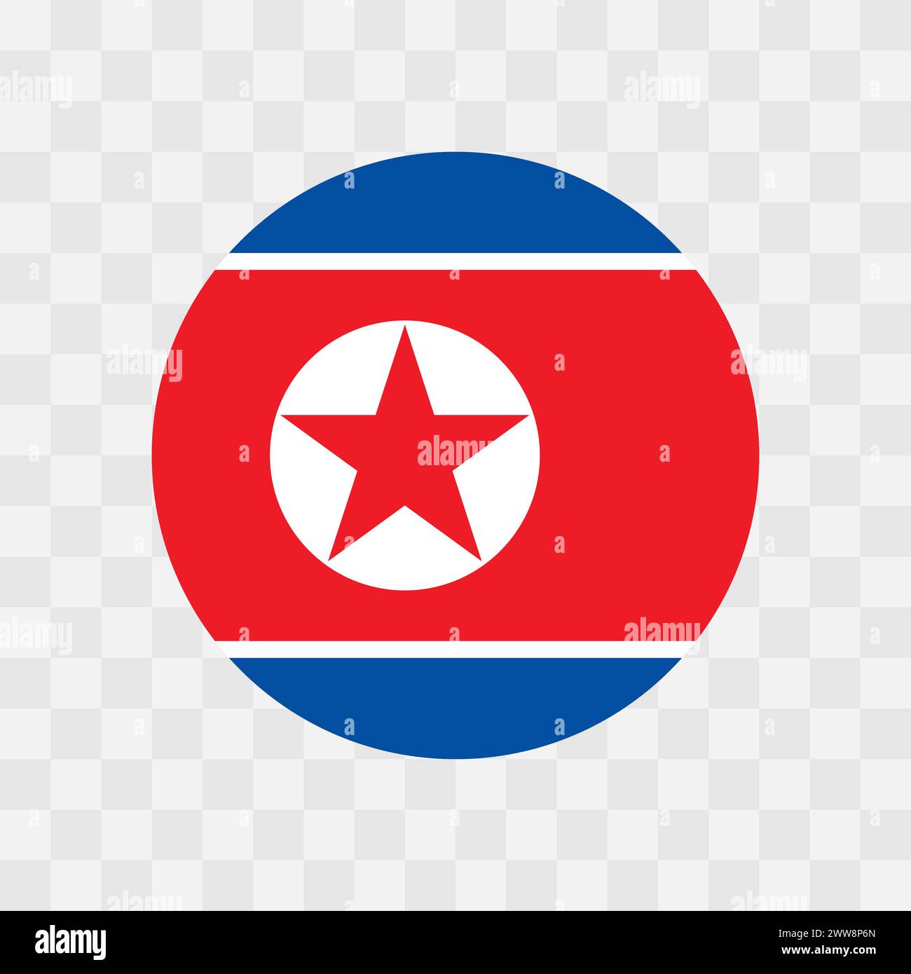 North Korea flag - circle vector flag isolated on checkerboard transparent background Stock ...