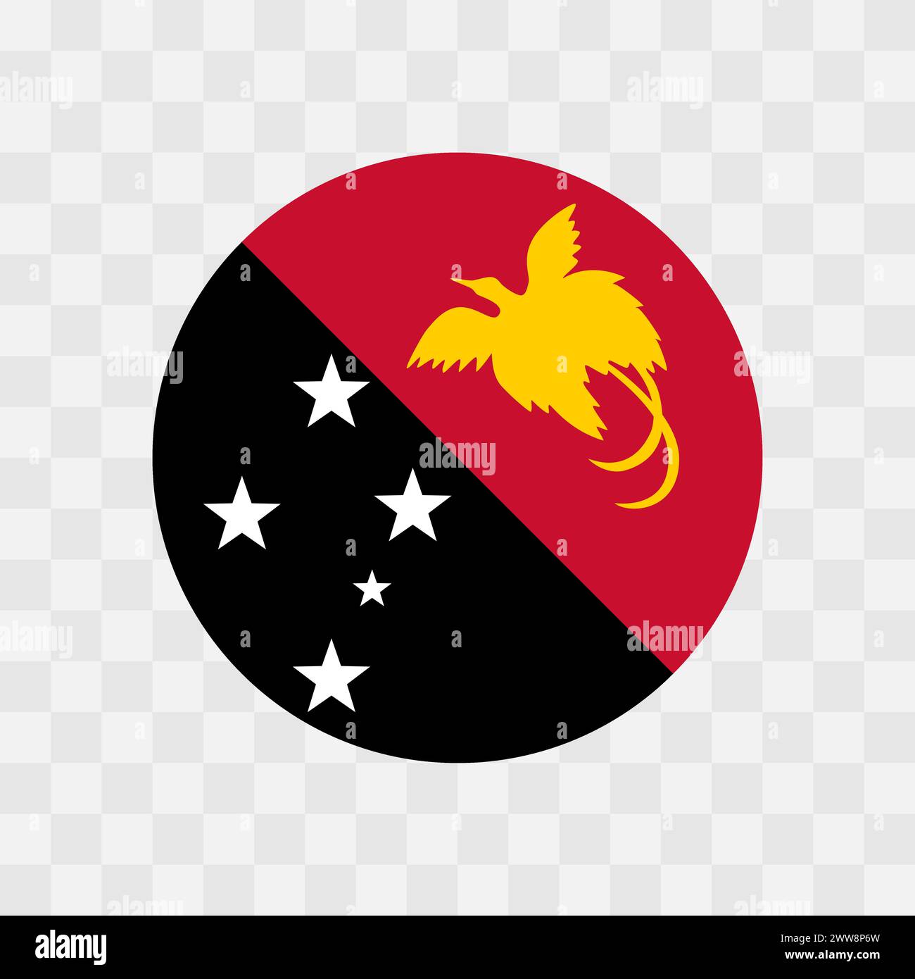 Papua New Guinea flag - circle vector flag isolated on checkerboard ...