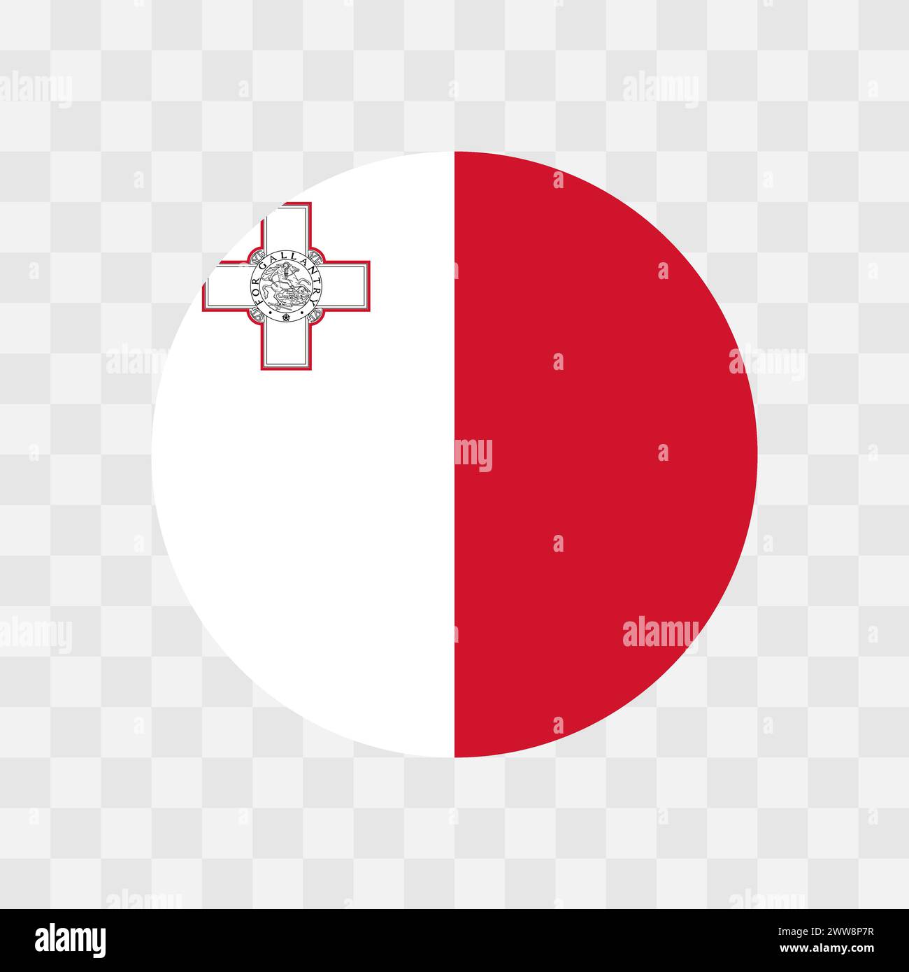 Malta flag - circle vector flag isolated on checkerboard transparent ...