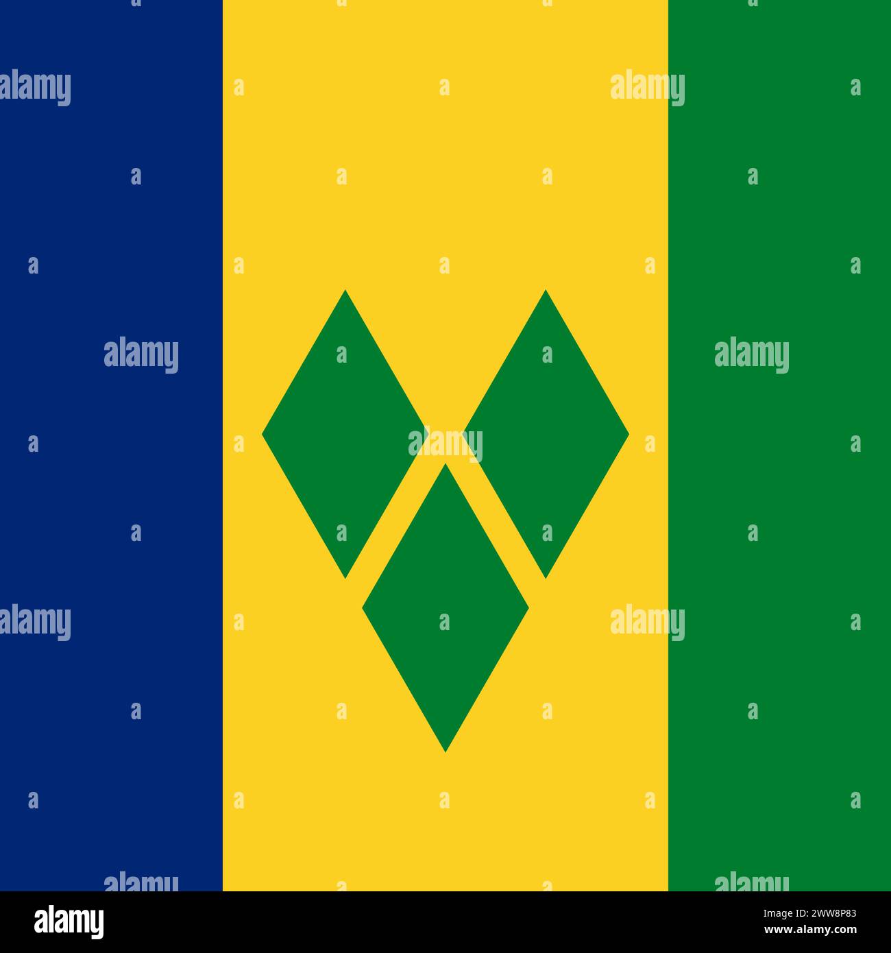 Saint Vincent and the Grenadines flag - solid flat vector square with ...