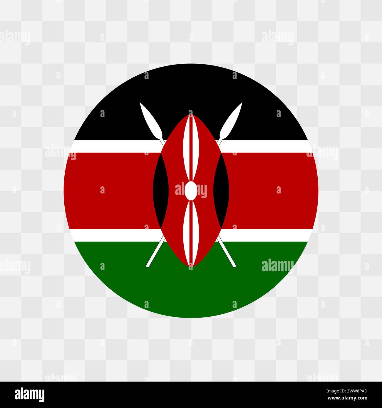 Kenya flag - circle vector flag isolated on checkerboard transparent ...