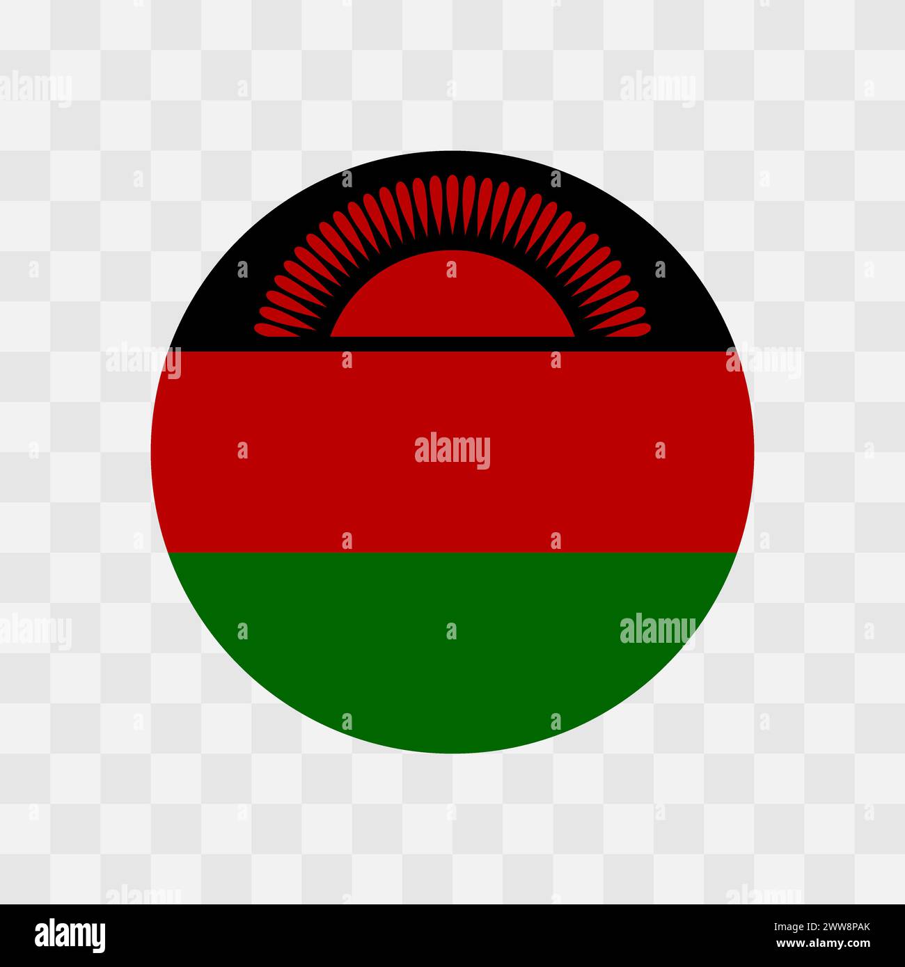 Malawi flag - circle vector flag isolated on checkerboard transparent ...