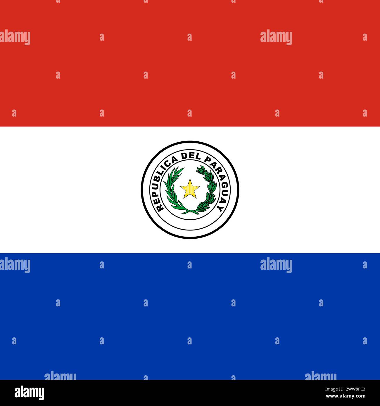 Paraguay flag - solid flat vector square with sharp corners Stock ...