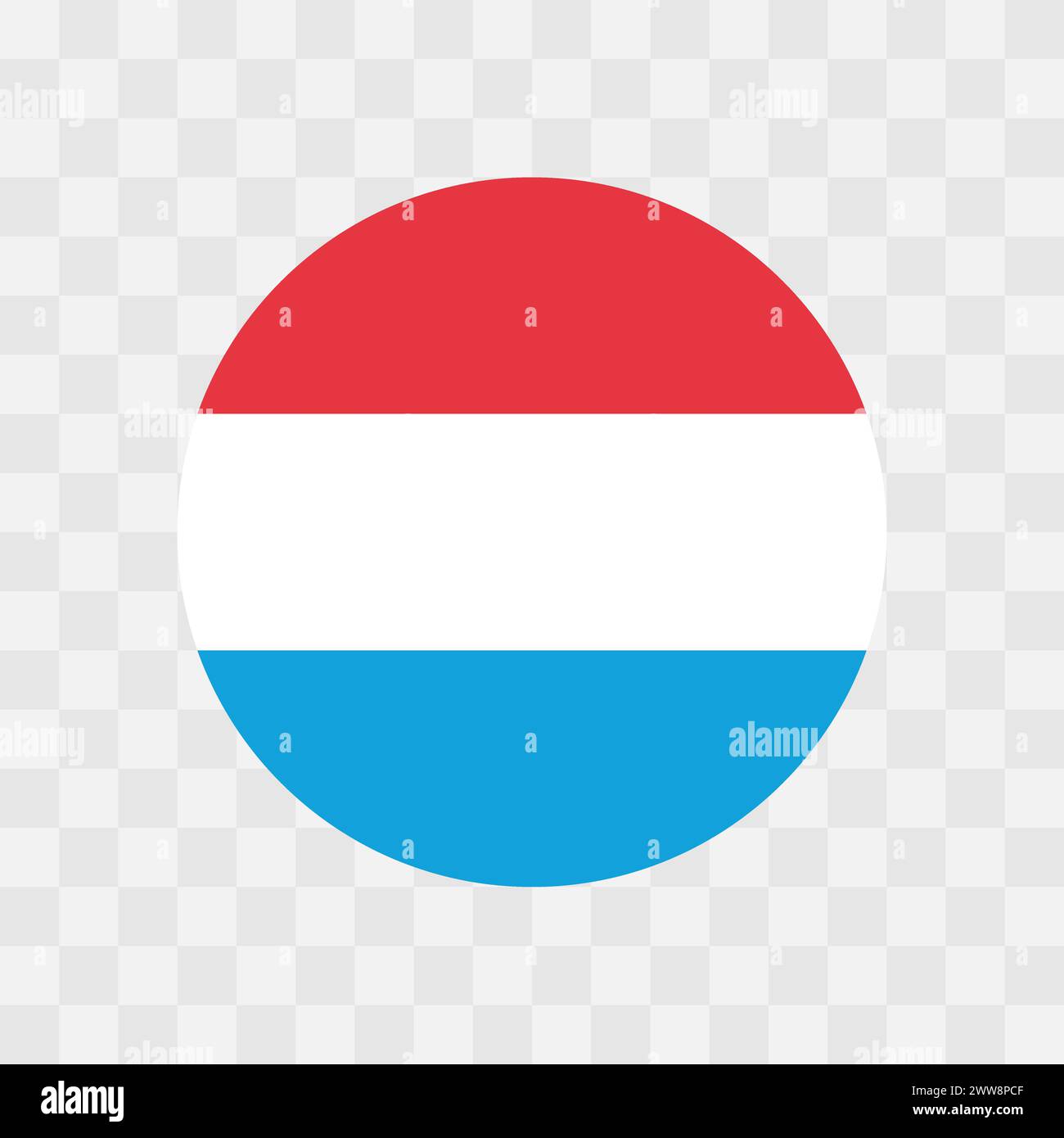 Luxembourg flag - circle vector flag isolated on checkerboard ...