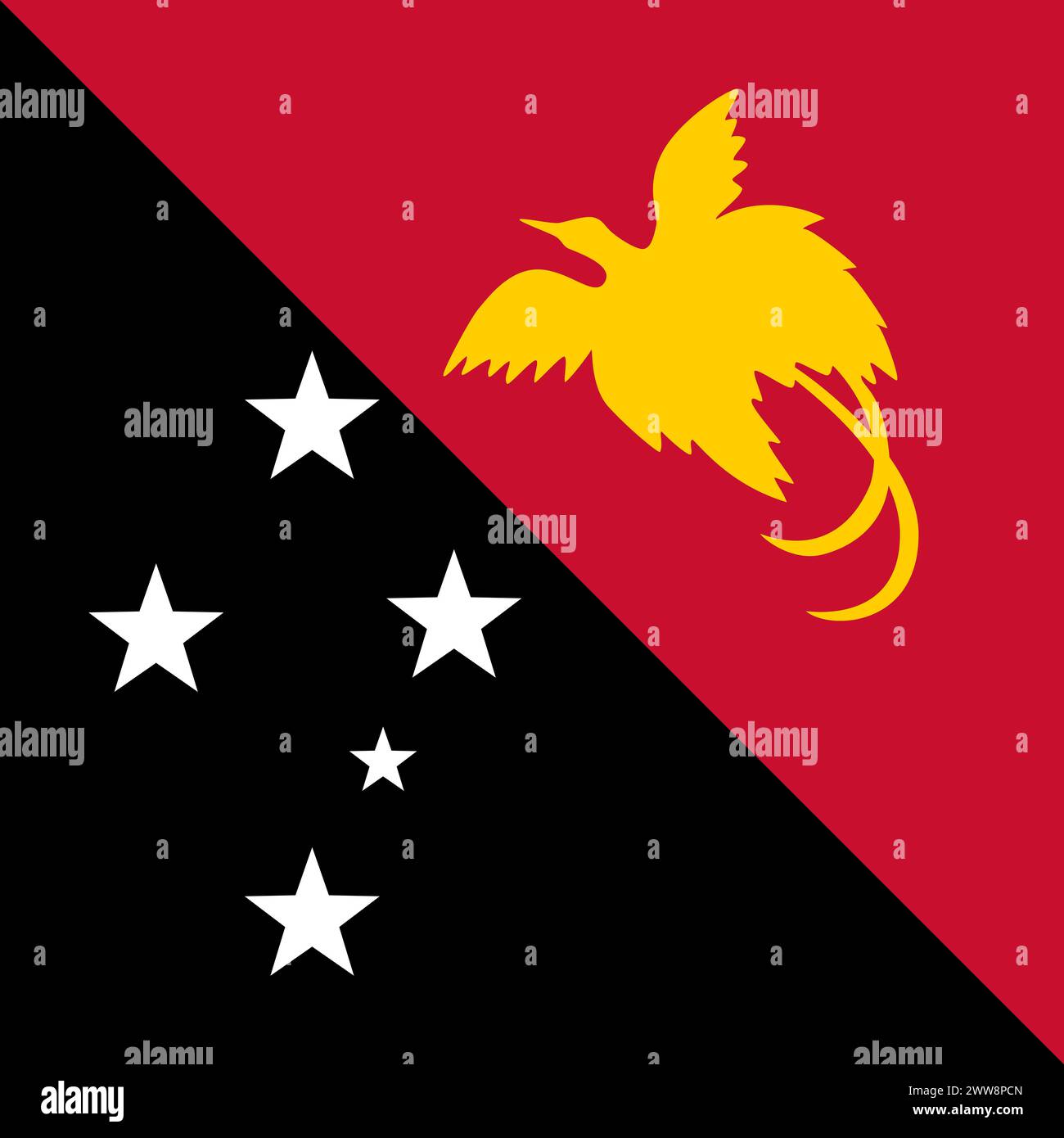 Papua New Guinea flag - solid flat vector square with sharp corners ...