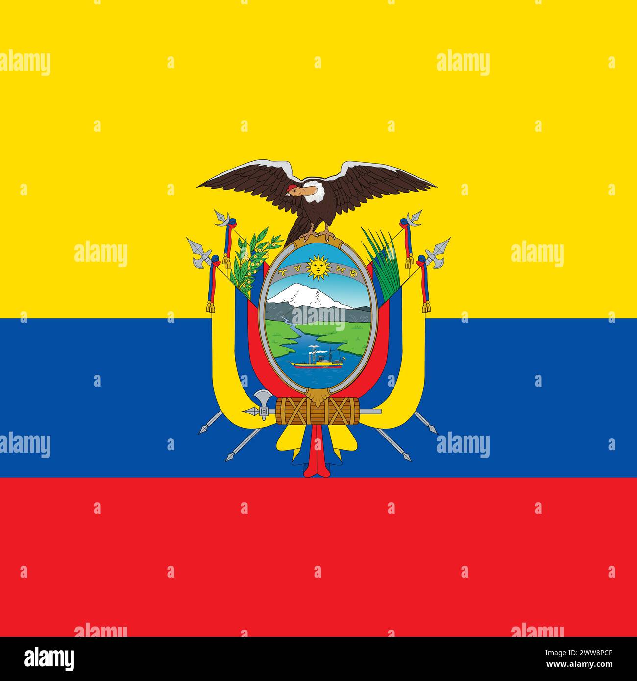 Ecuador flag - solid flat vector square with sharp corners Stock Vector ...