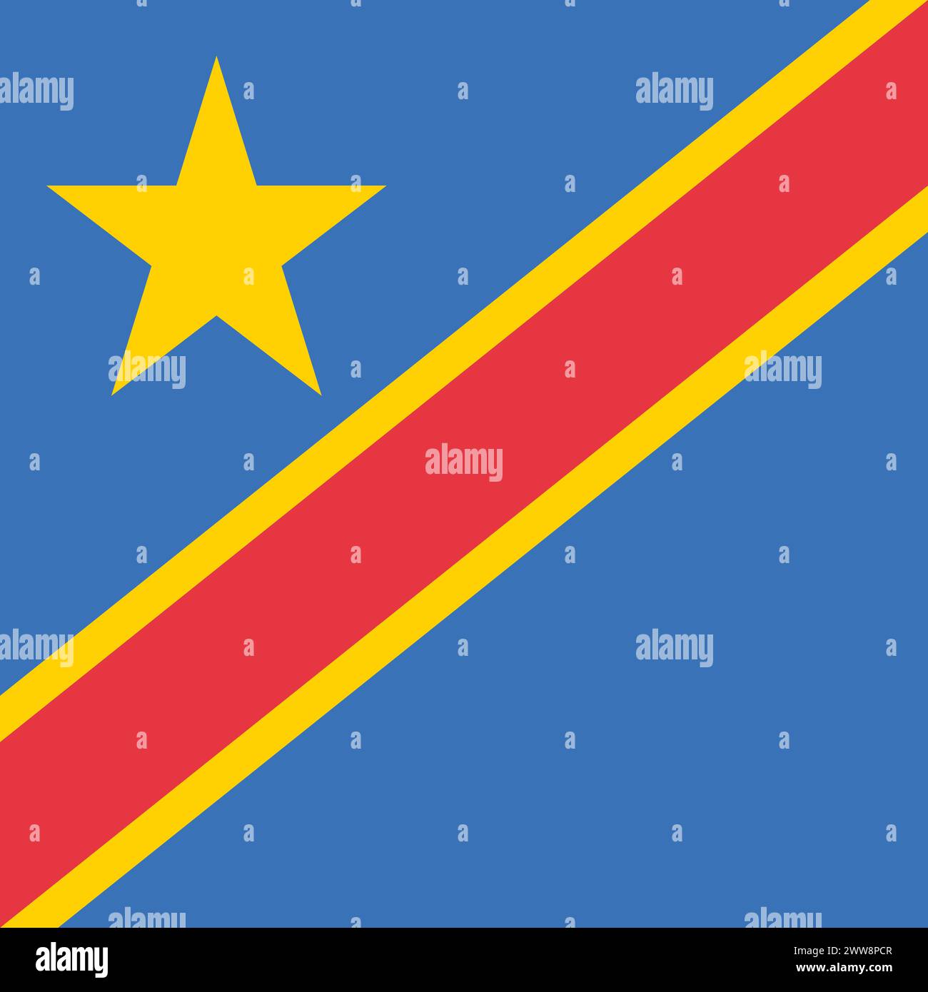 Democratic Republic of the Congo flag - solid flat vector square with ...