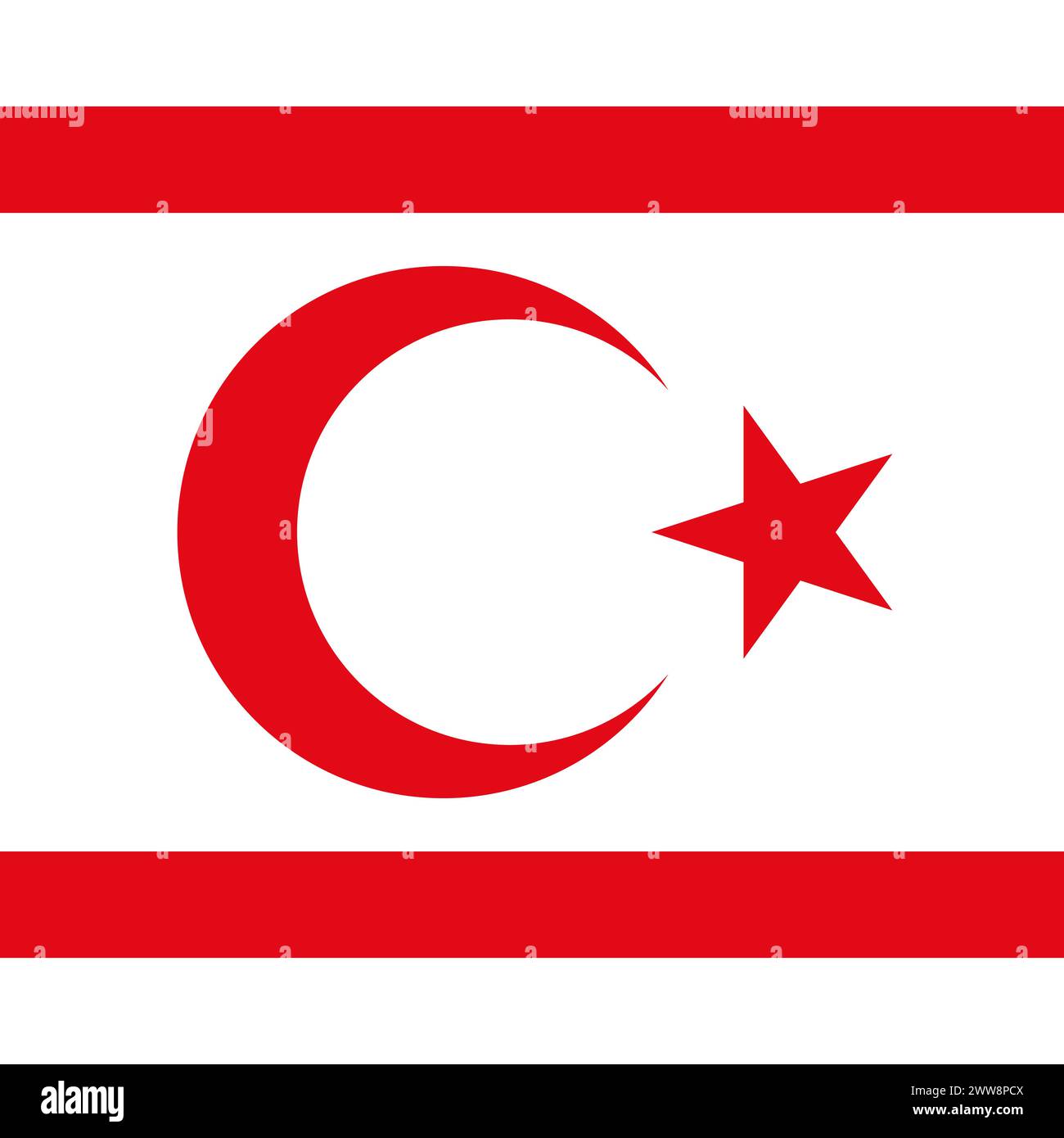 Northern Cyprus flag - solid flat vector square with sharp corners ...