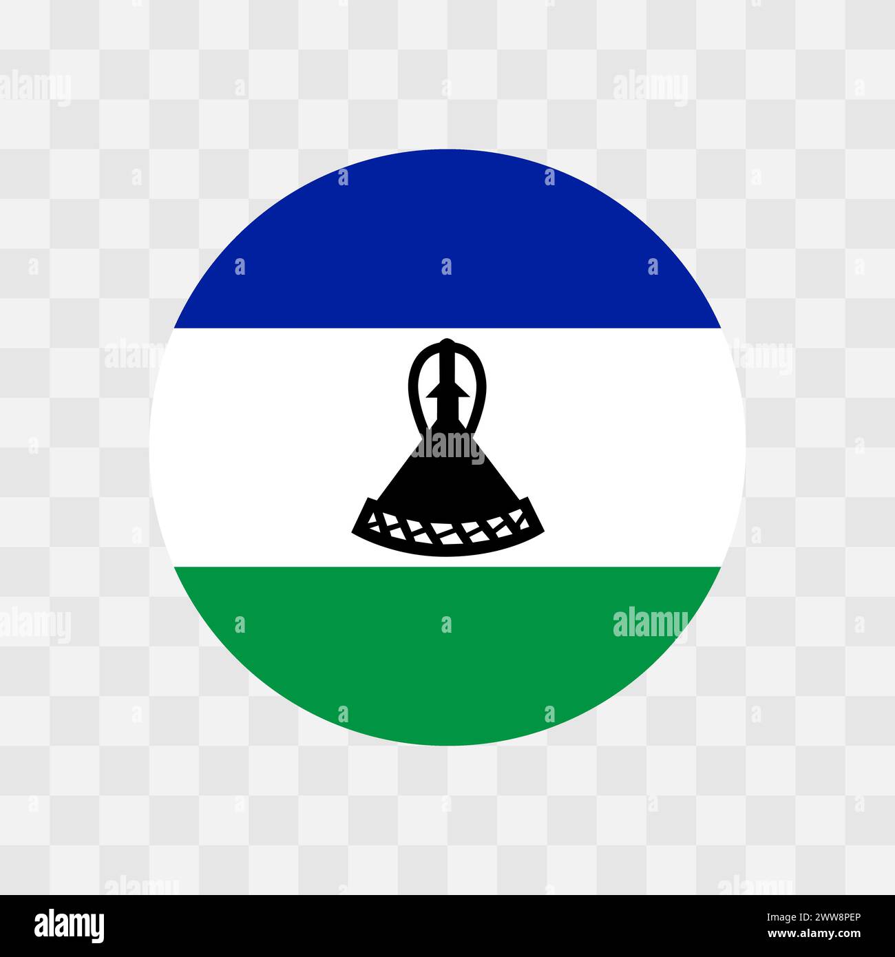 Lesotho flag - circle vector flag isolated on checkerboard transparent ...