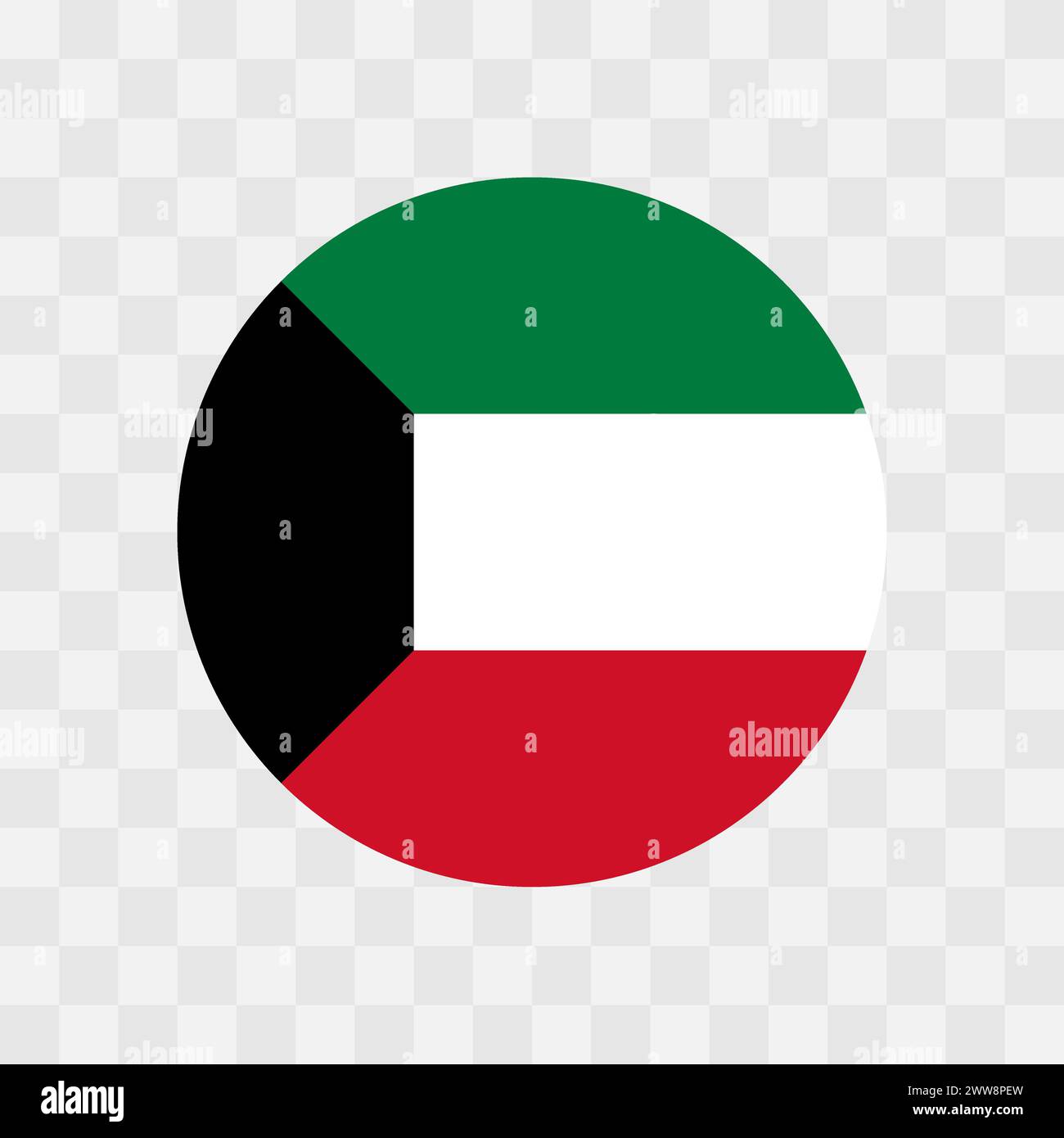 Kuwait flag - circle vector flag isolated on checkerboard transparent ...