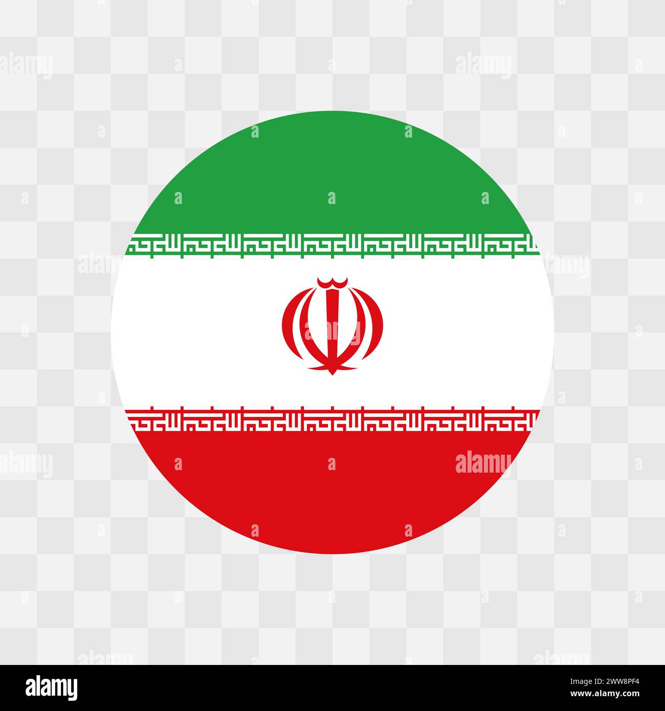 Iran flag - circle vector flag isolated on checkerboard transparent ...