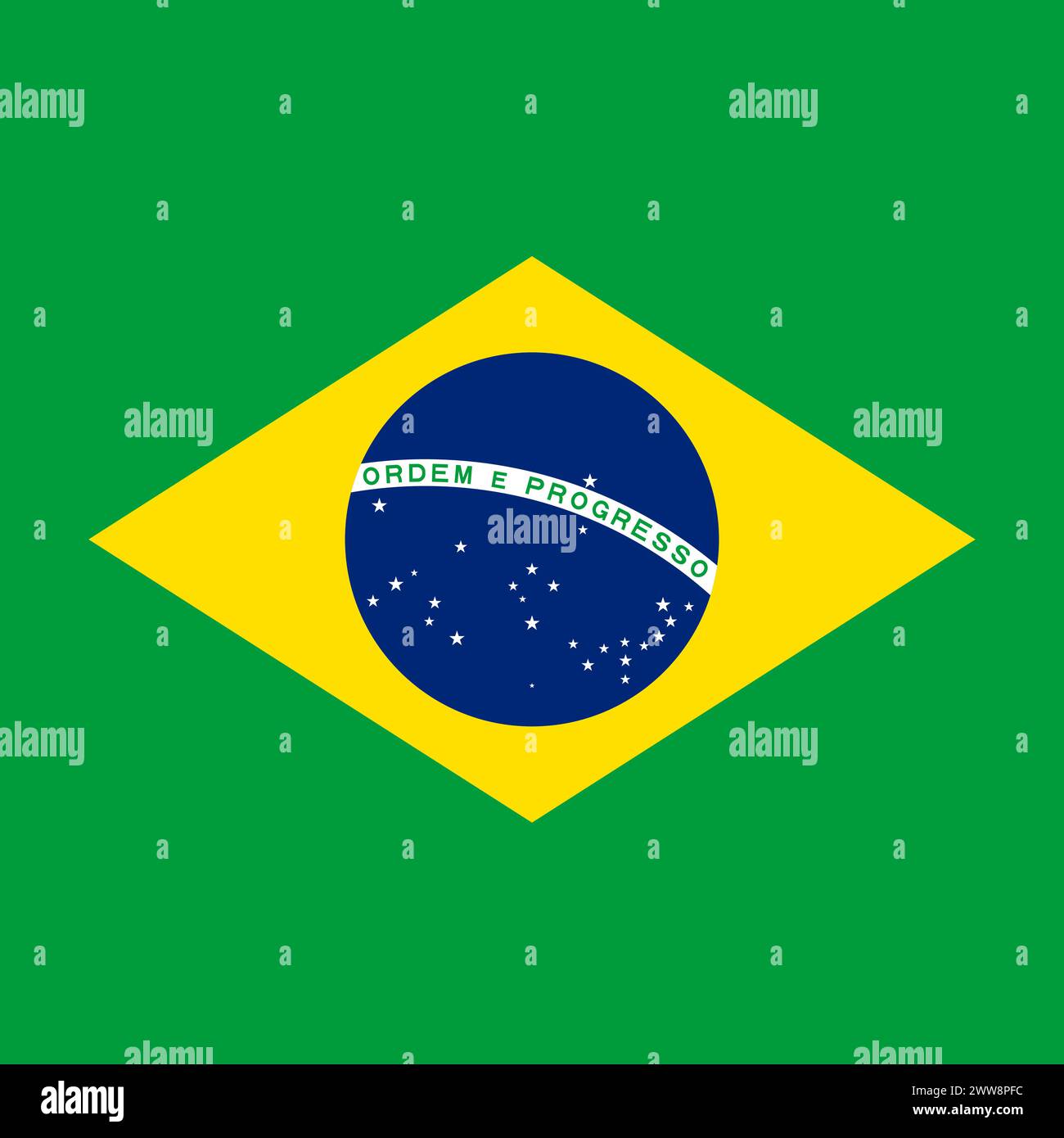 Brazil flag - solid flat vector square with sharp corners Stock Vector ...
