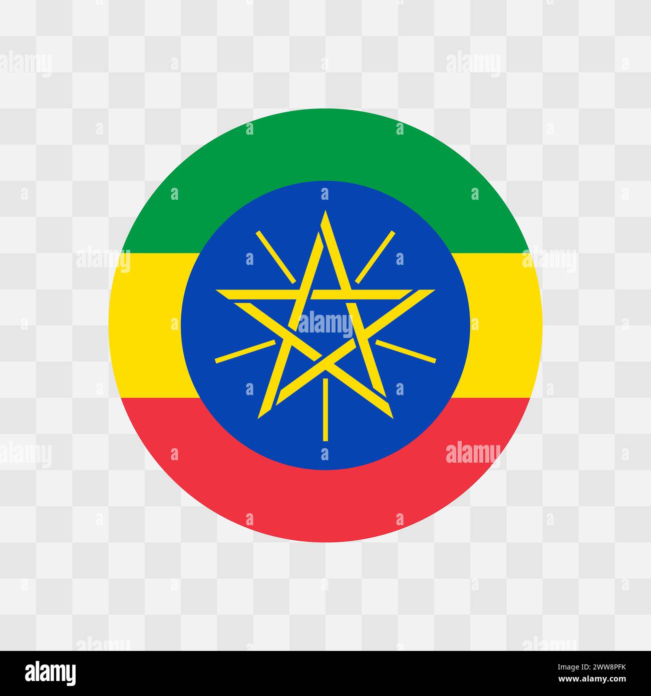 Ethiopia flag - circle vector flag isolated on checkerboard transparent background Stock Vector ...