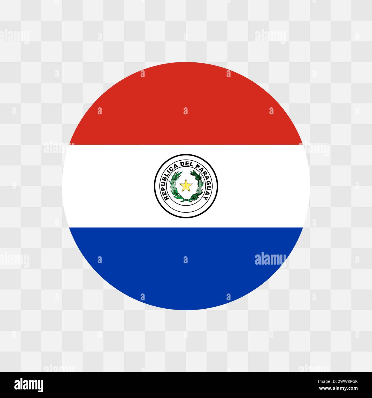 Paraguay flag - circle vector flag isolated on checkerboard transparent ...