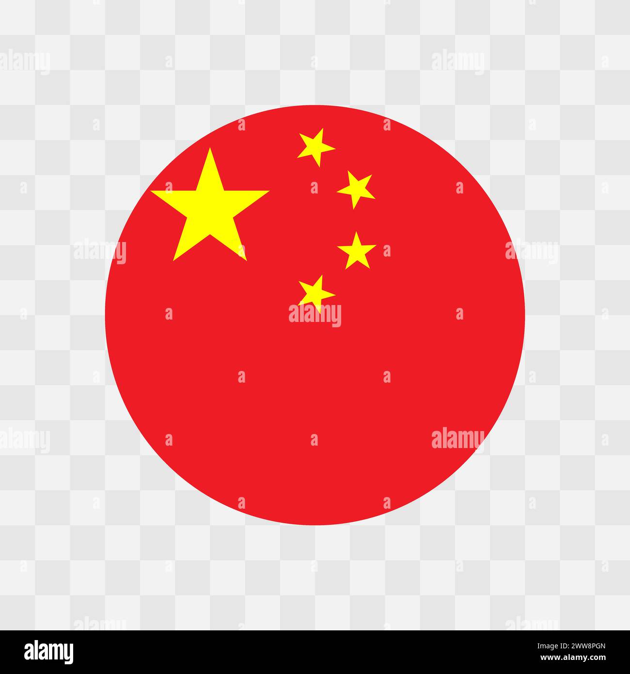 China flag - circle vector flag isolated on checkerboard transparent ...